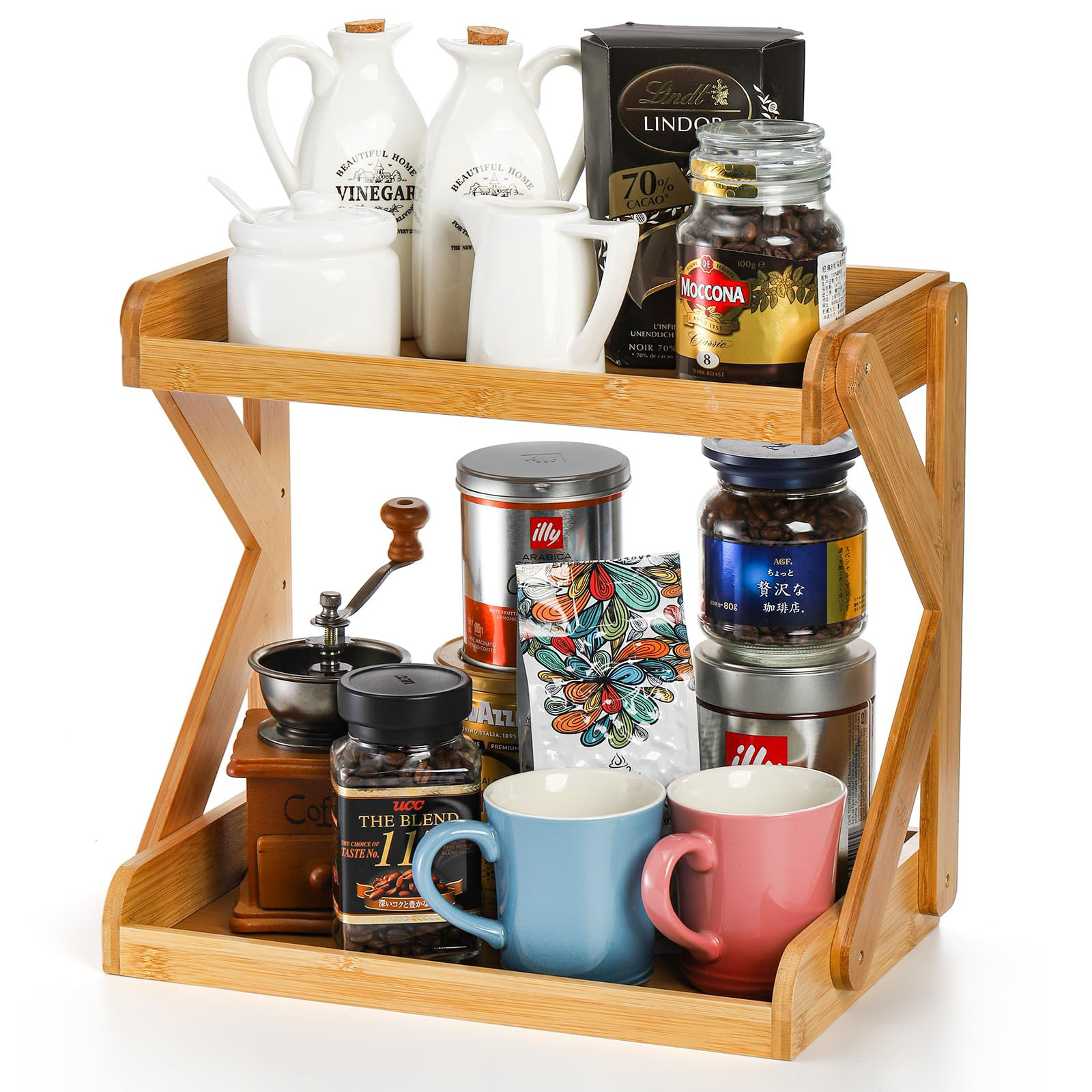 FAST APPLIANCES LLC Coffee Station Organizer Countertop, 2 Tier Kitchen ...