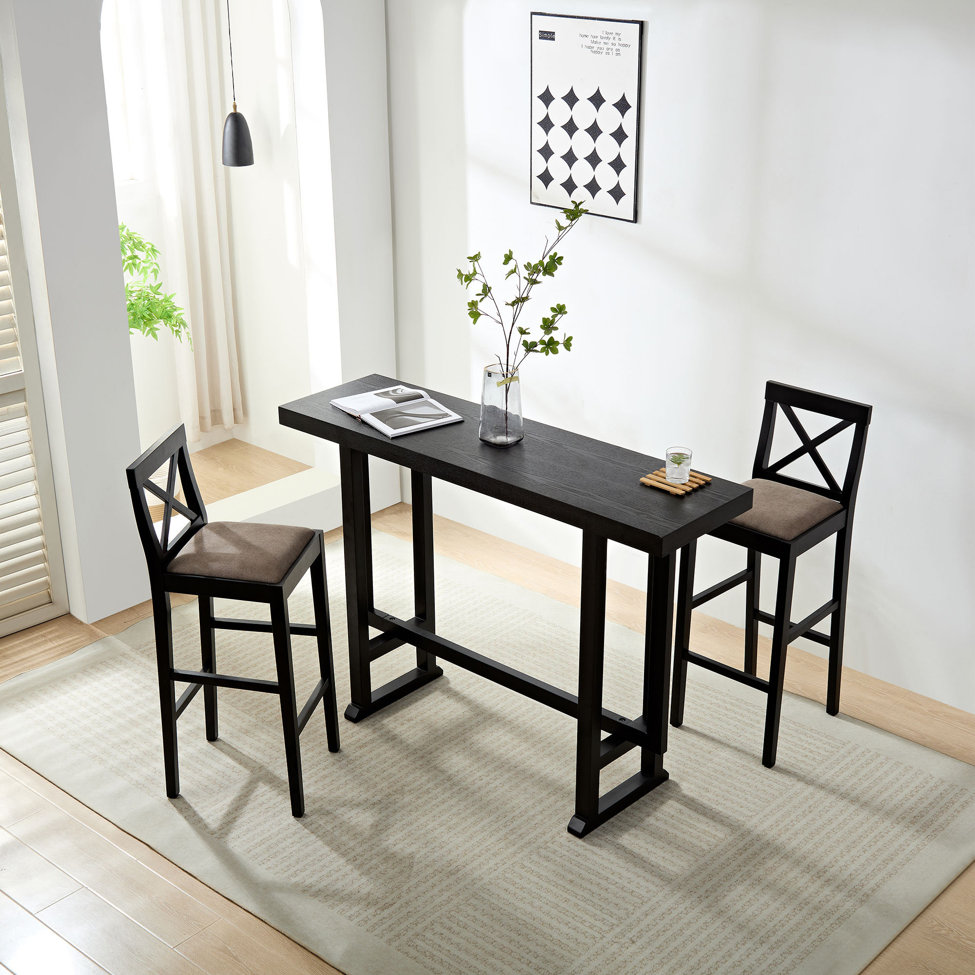 Latitude Run® Bar Table,Bar Chair, Extra Long Entryway Table for ...
