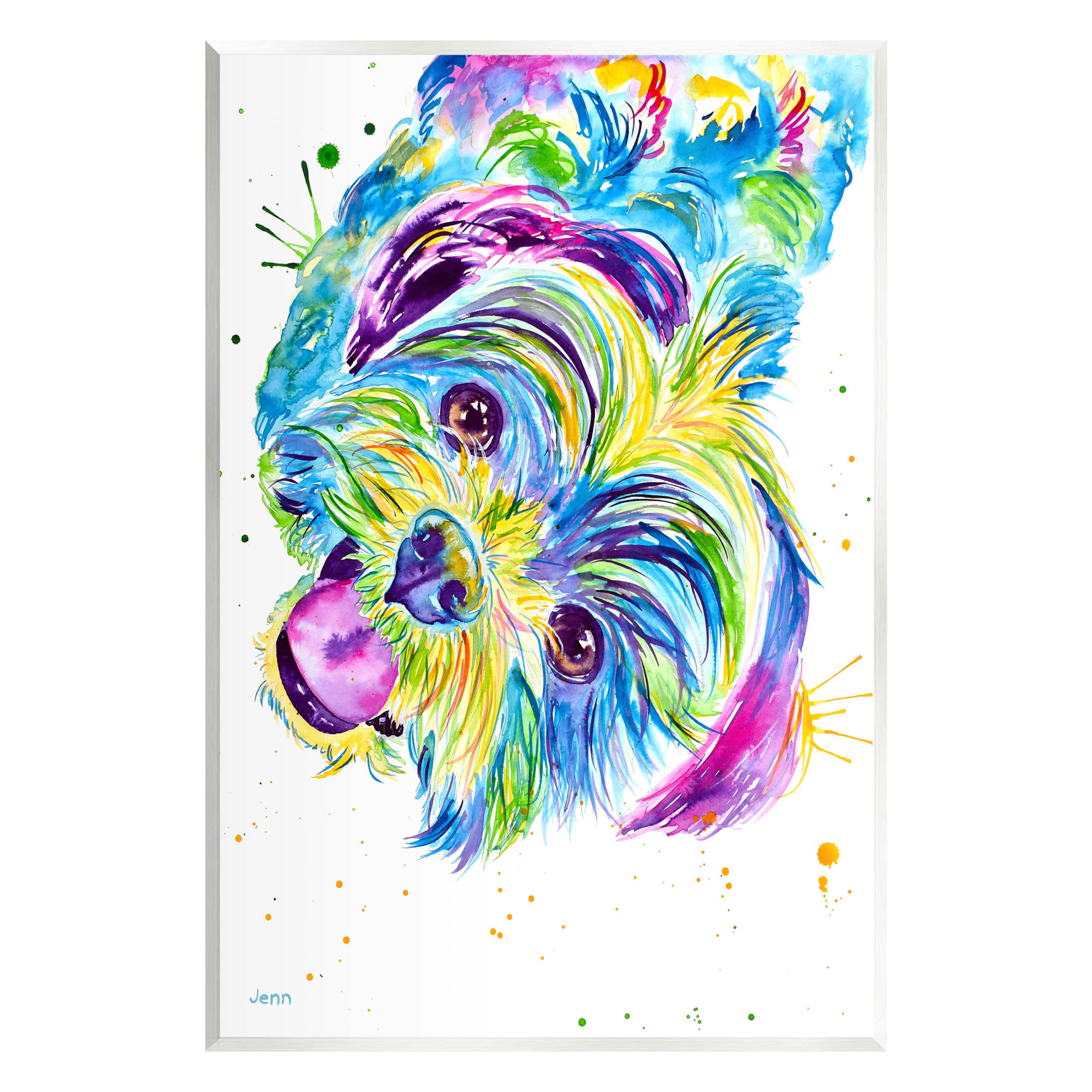 Stupell Industries Fun Vivid Shih Tzu Puppy Giclee Art By Jen Seeley ...