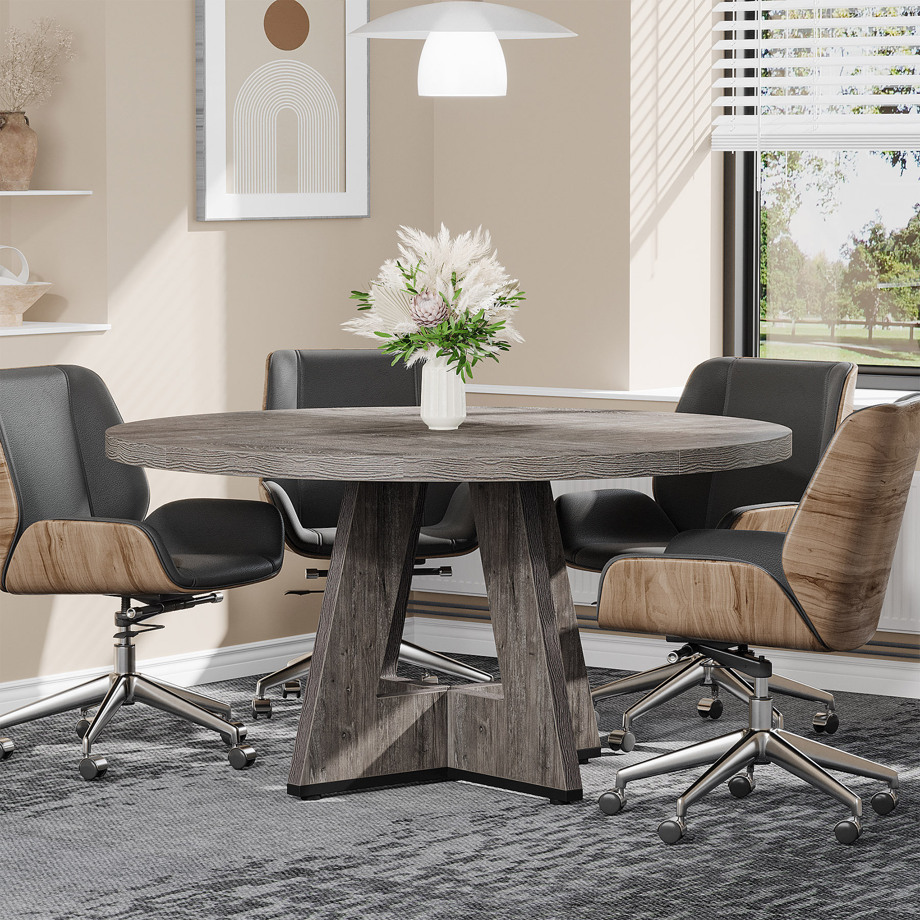 Millwood Pines 47-Inch Round Conference Table | Wayfair