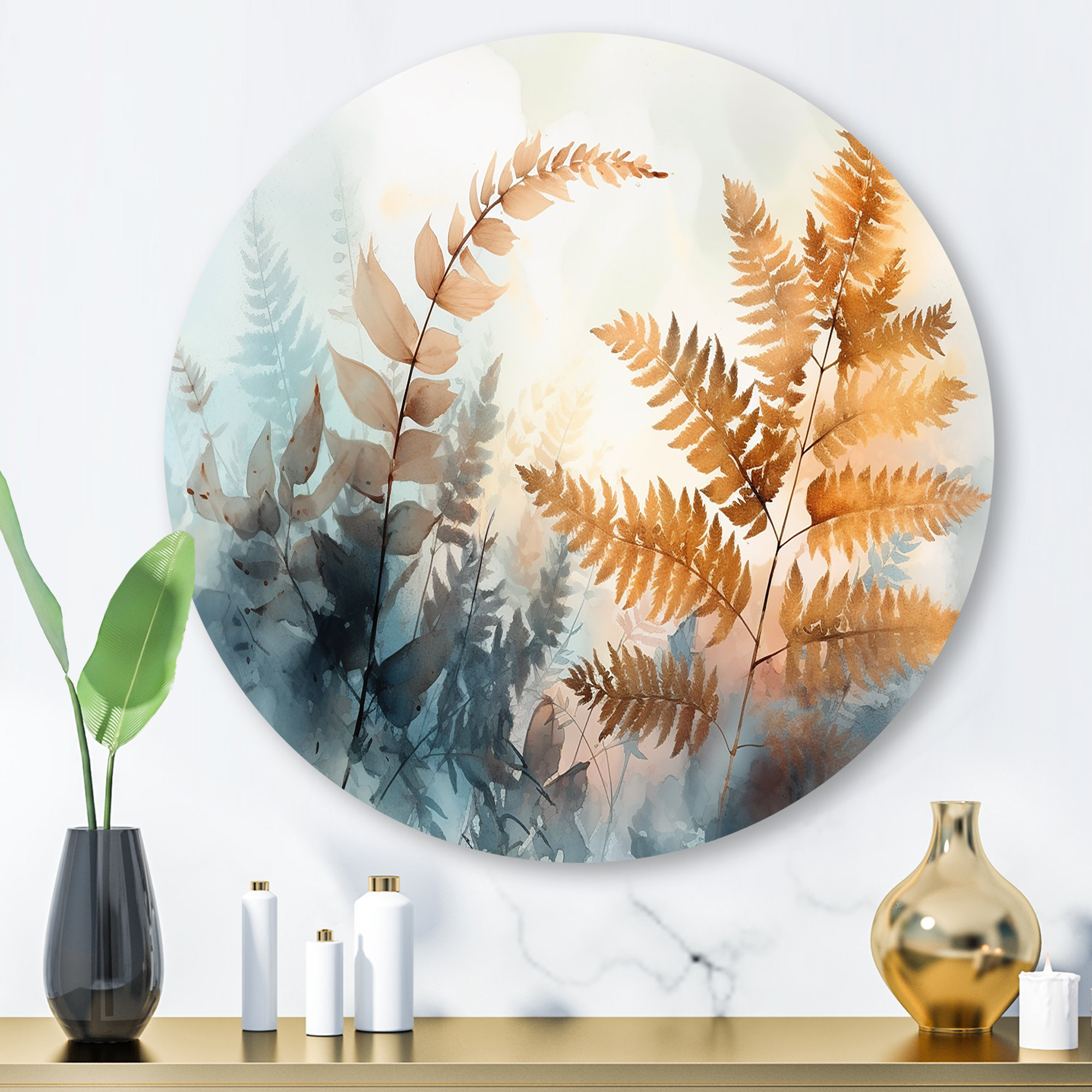 Bay Isle Home™ Brown Fern Reverie III - Ferns Round Metal Wall Art ...