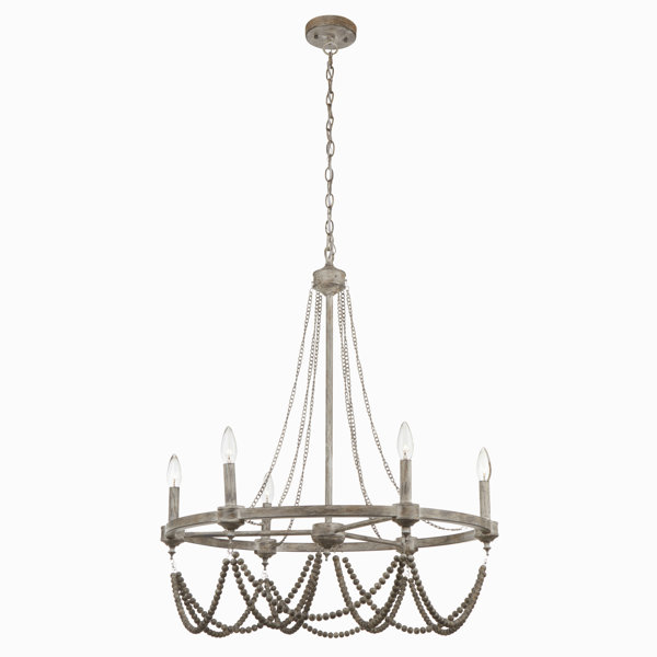 Dakota Fields Kadon 6-Light Wood Finish Beaded Chandelier & Reviews ...