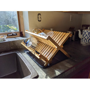 Gracie Oaks 2-Tier Foldable Dish Drainer Kitchen Plate Rack Bamboo Dish ...