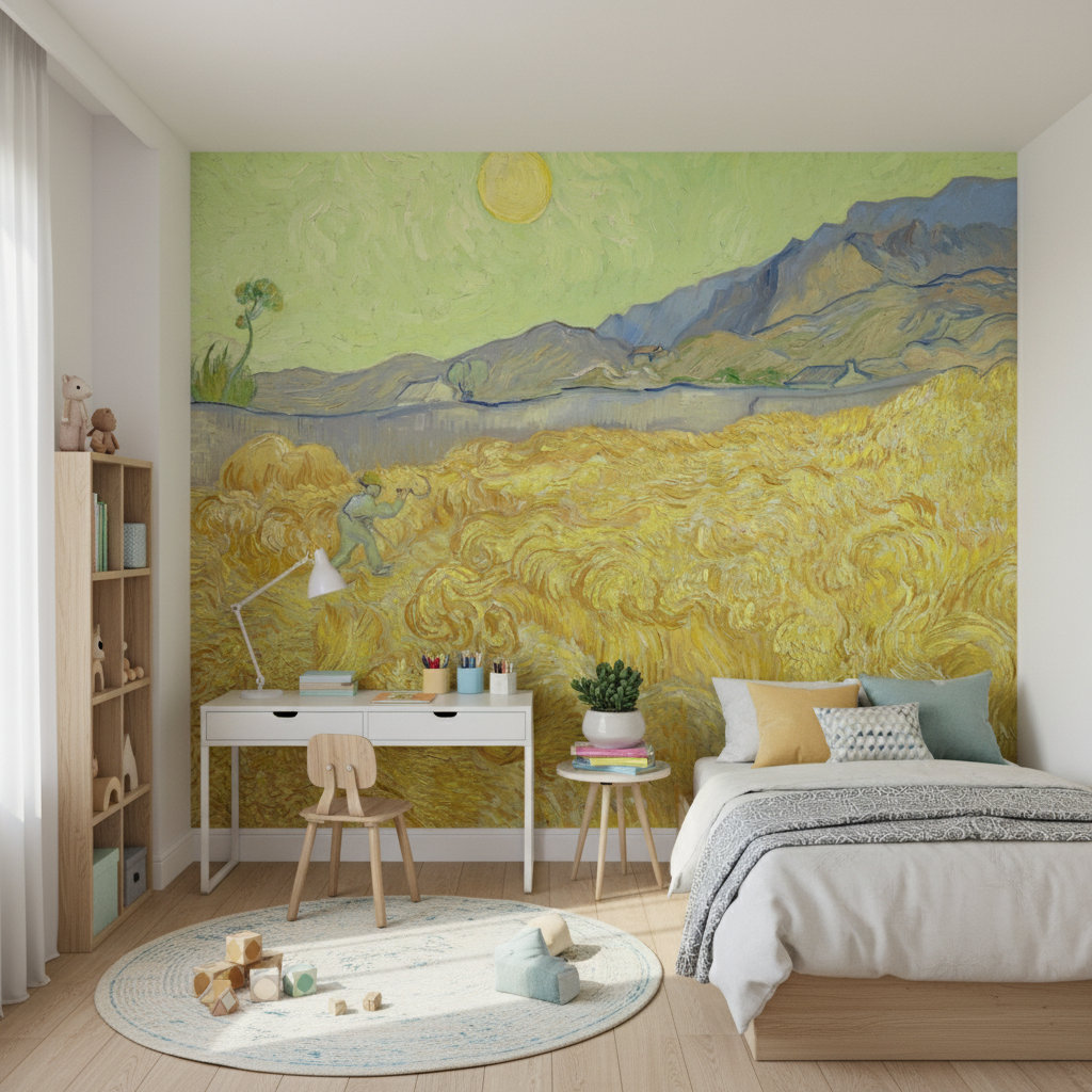 Lark Manor™ Wheat Field Wallpaper Sun Mountains Wall Mural | Wayfair