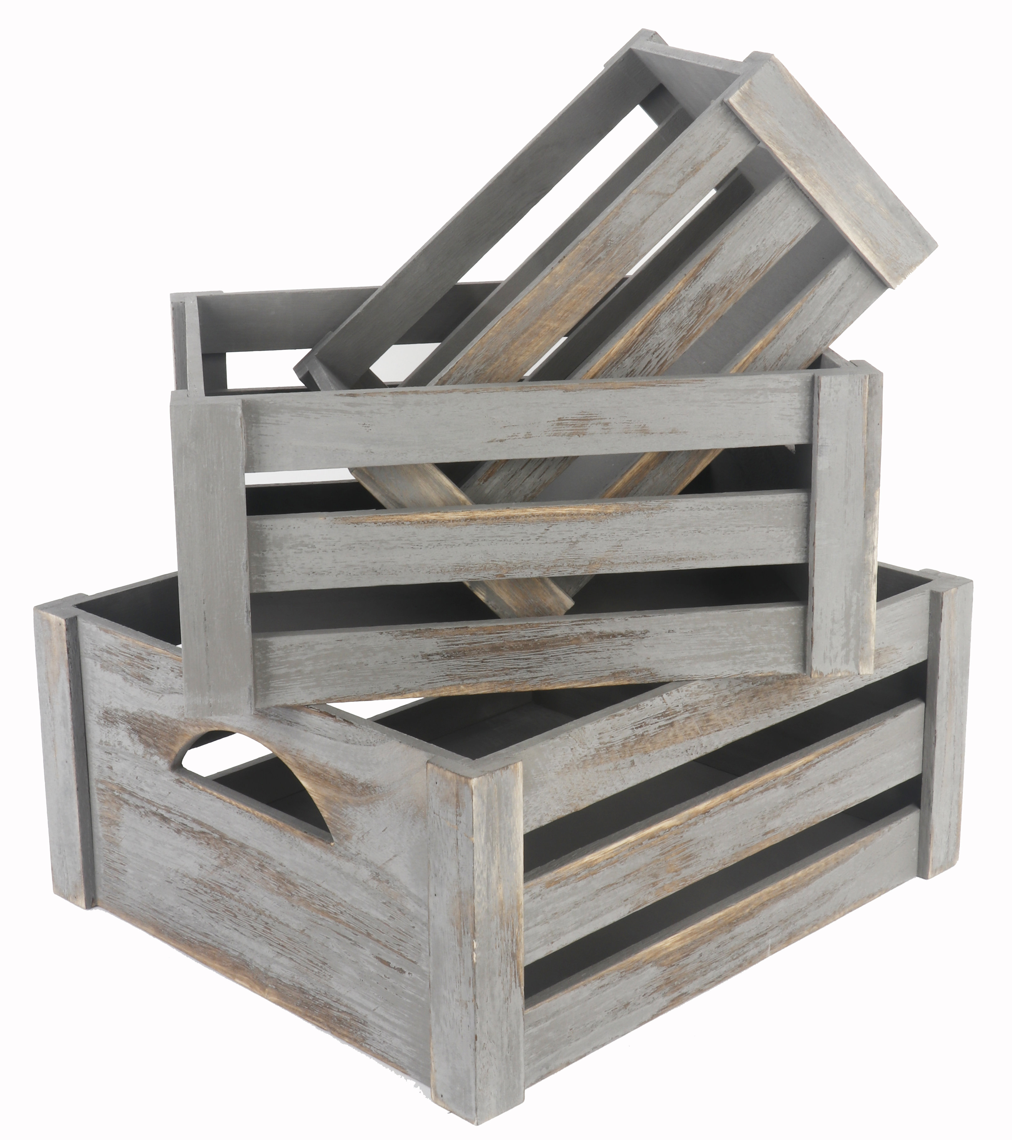 Gracie Oaks 3 Piece Solid Wood Crate Set & Reviews | Wayfair