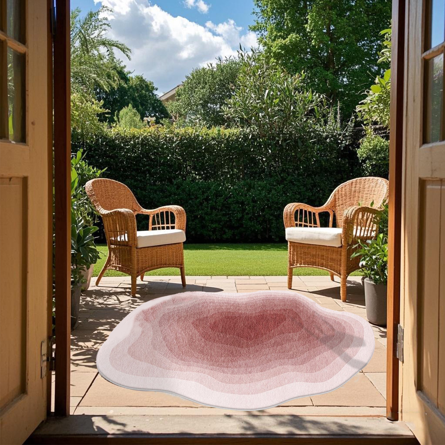 Ivy Bronx Unique Irregular Shaped Rug 4.6x6.5ft Boho Abstract Art ...