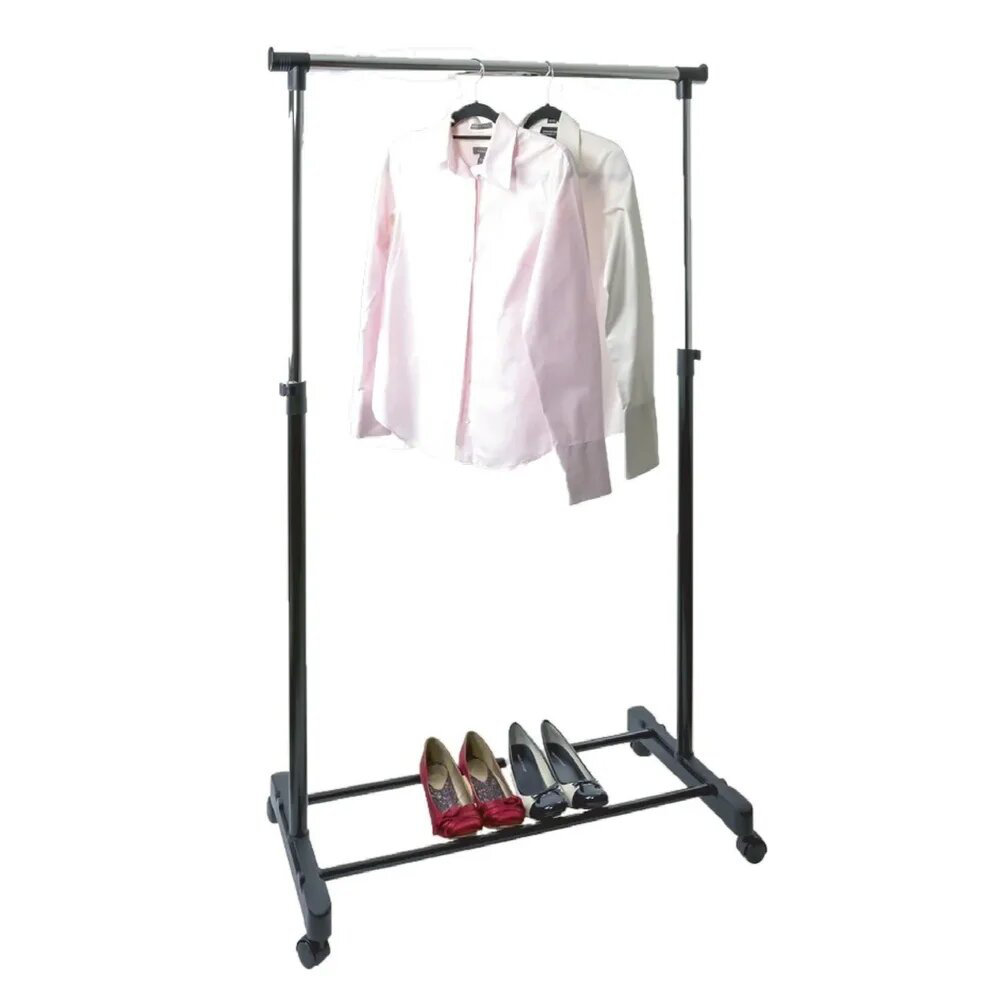 J&V Textiles Double Rod Clothing Garment Rack, Rolling Clothes ...