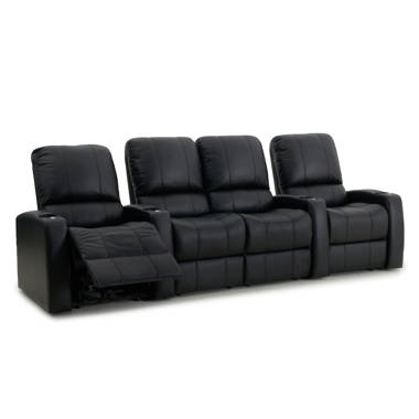 Latitude Run® Diesel Leather Home Theater Seating with Cup Holder ...