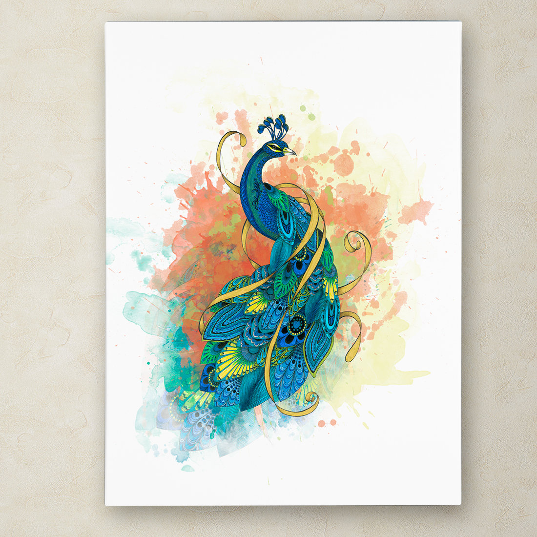Lark Manor 'Mr. Peacock' Graphic Art Print on Wrapped Canvas - Wayfair ...