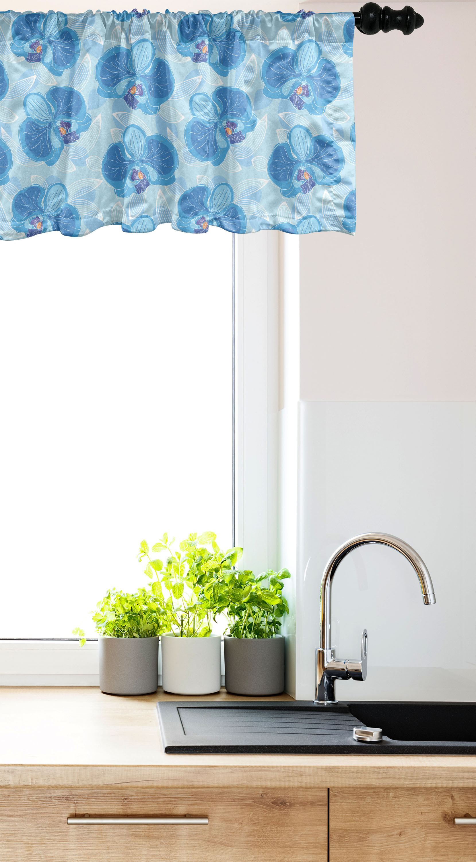 Ambesonne Aqua Valance Pack of 2 Mesh Curvy | Wayfair