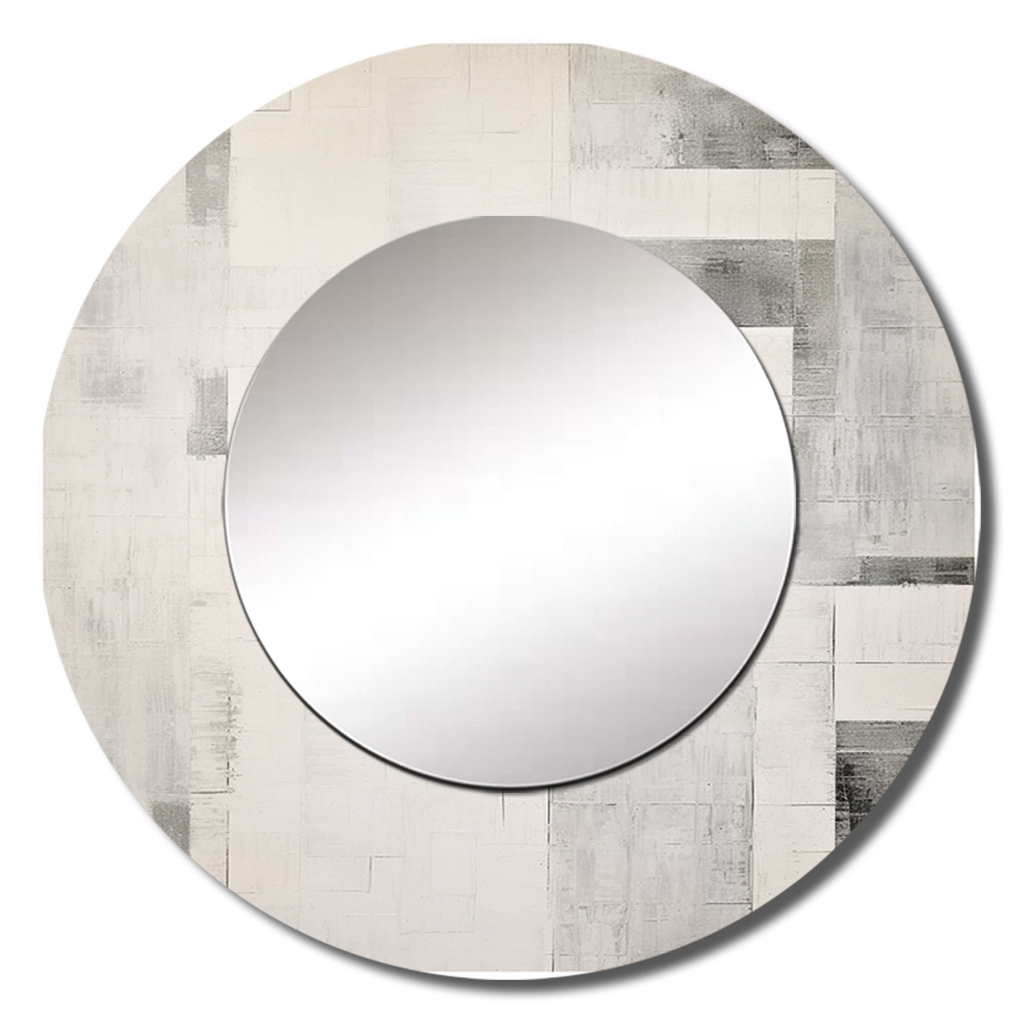 Design Art Grey White Platinum Parallels I - Abstract Shapes Mirror ...