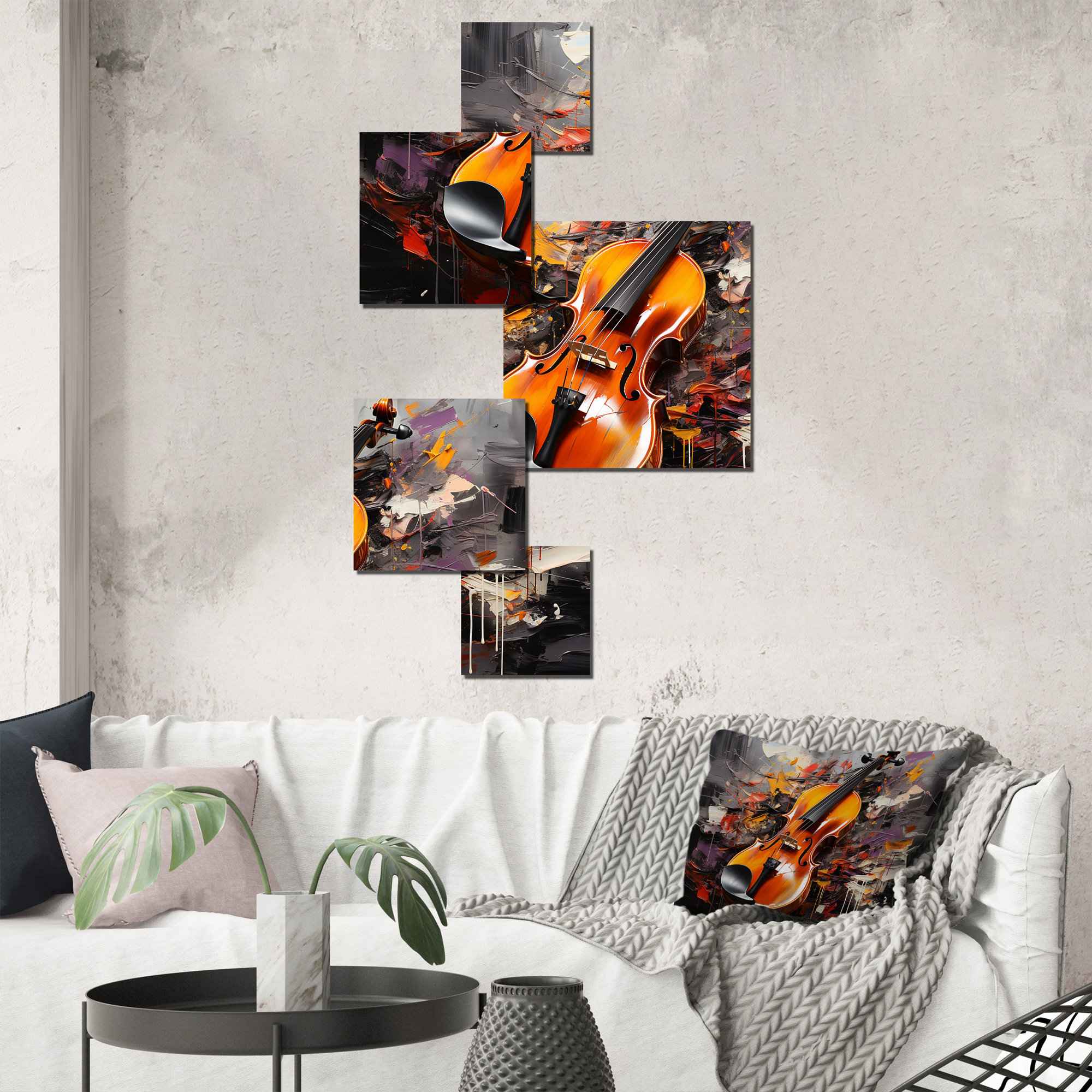 Lark Manor™ Chello Jazz Rhapsody 1 - Music Square Wall Art Set Of 5 | Wayfair