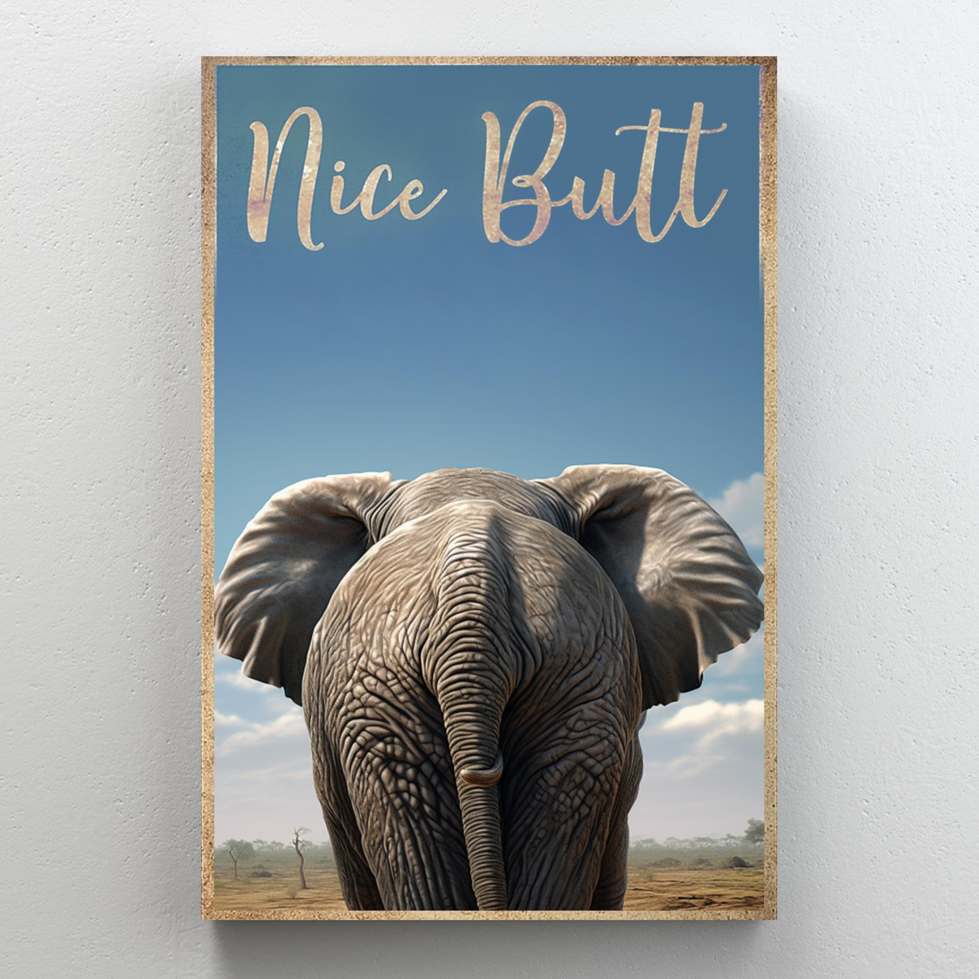 Trinx Elephant Nice Butt On Canvas Graphic Art | Wayfair