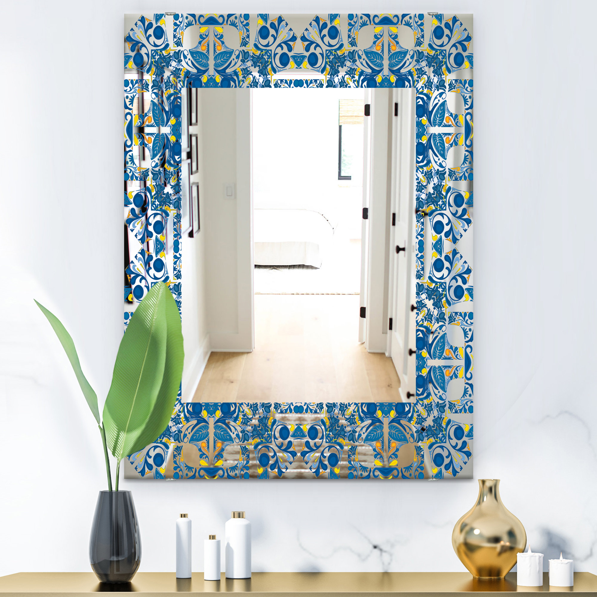 East Urban Home Portuguese Tiles - Mid-Century Mirror - Modern printed ...