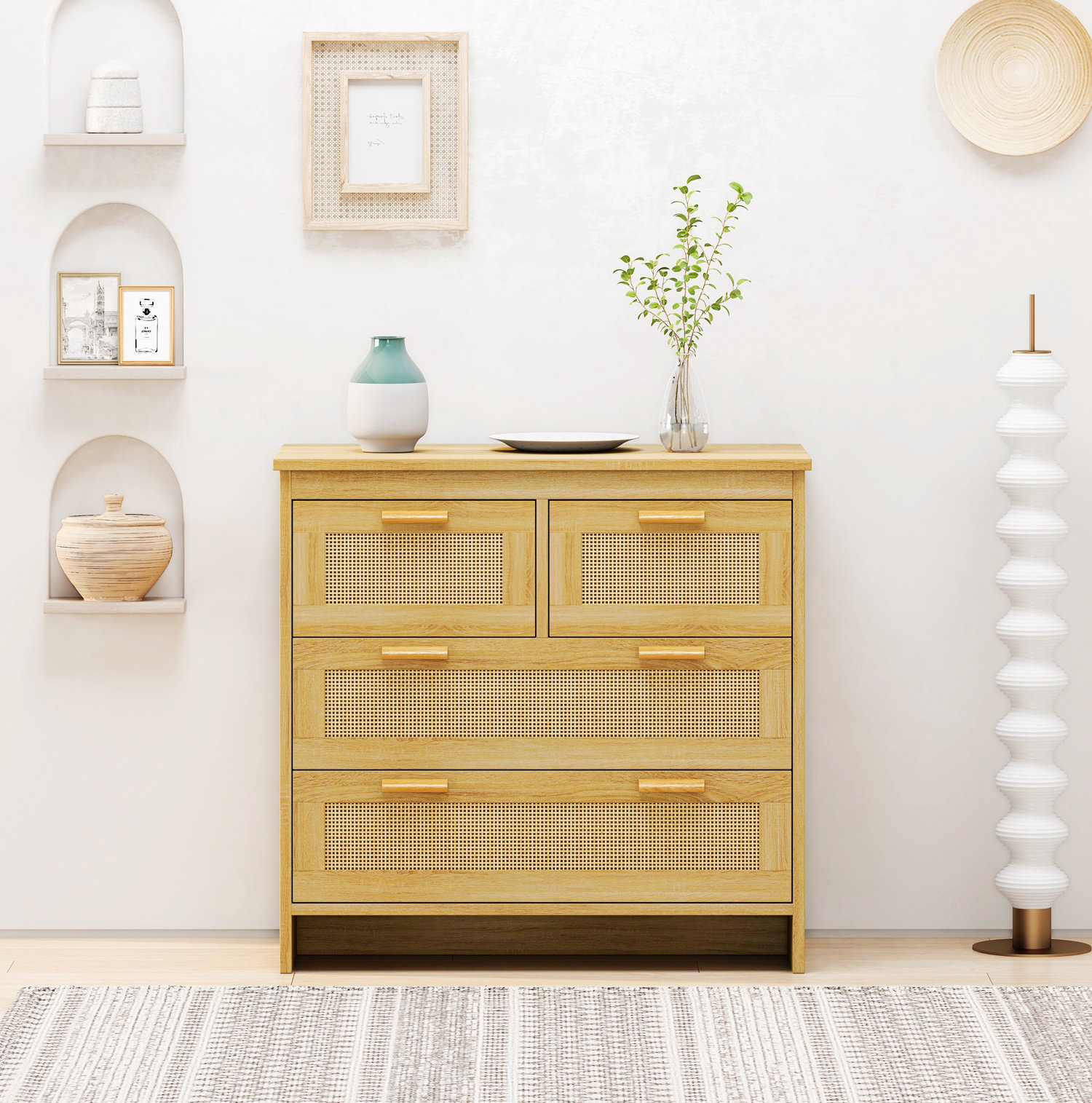 Bay Isle Home™ Vansant 4-Drawers Rattan Dresser Rattan Bedroom ...