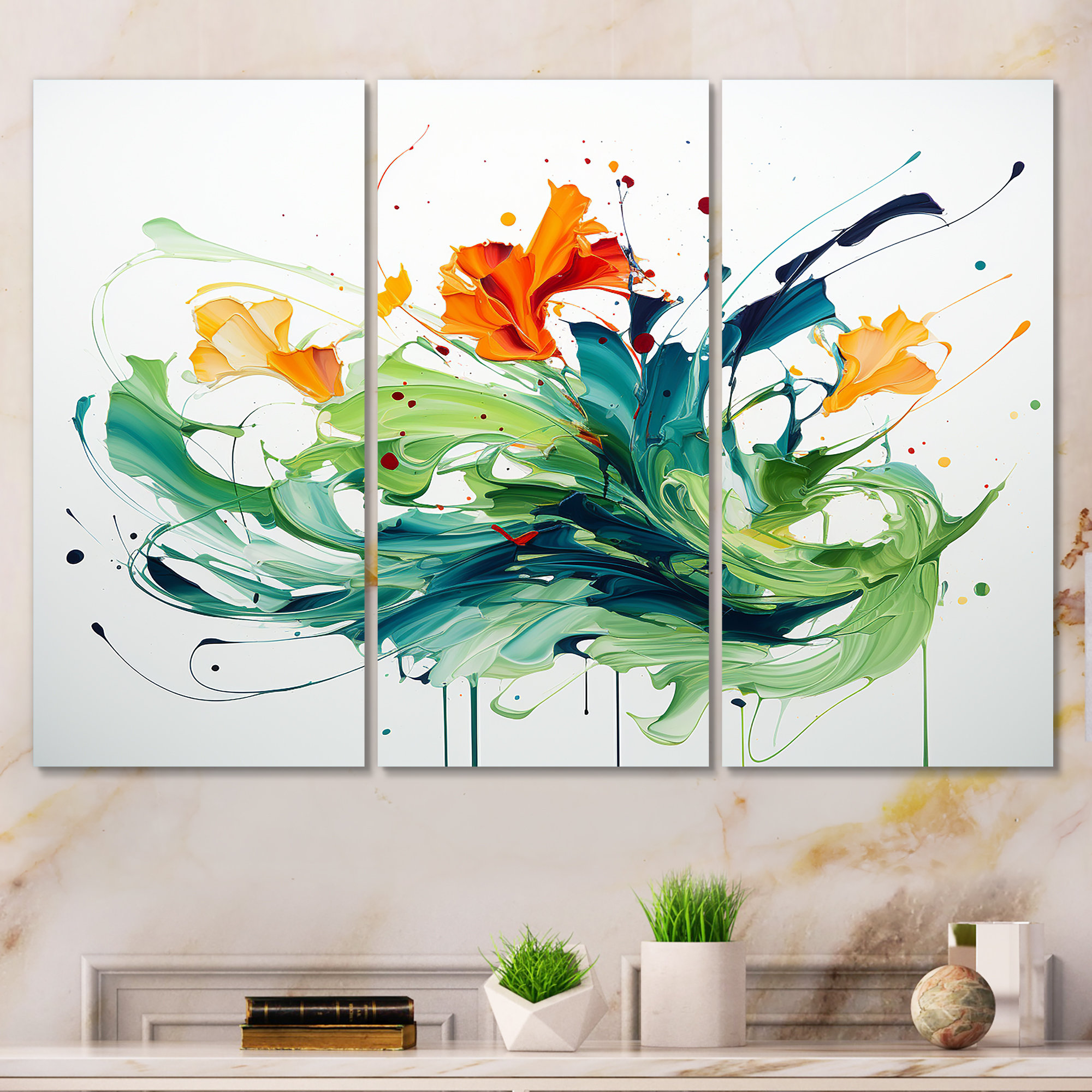 Latitude Run® Green And White Abstract Expression Painting IV ...