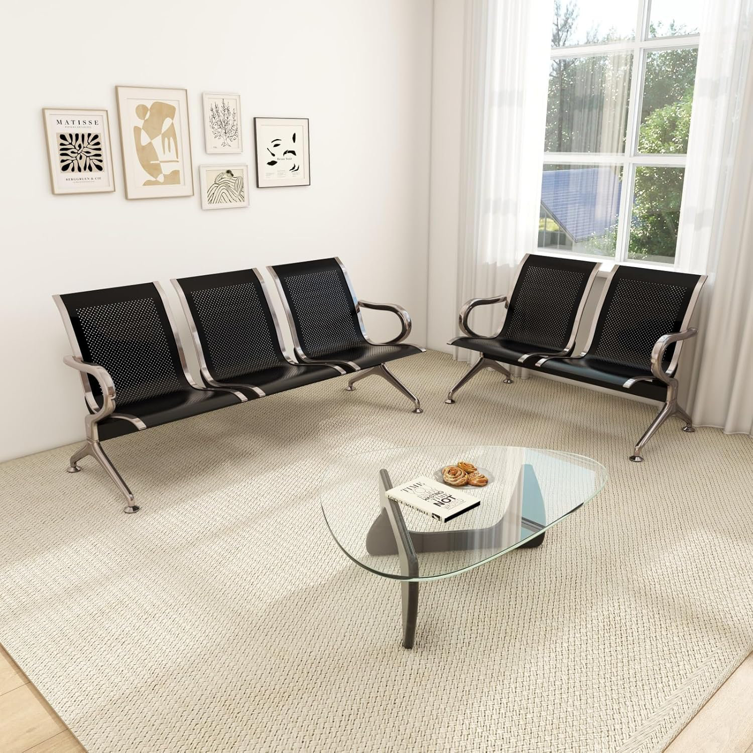 Kinbor 2-Pieces Mesh Seat Tandem Seating Set With Metal Frame & Reviews ...