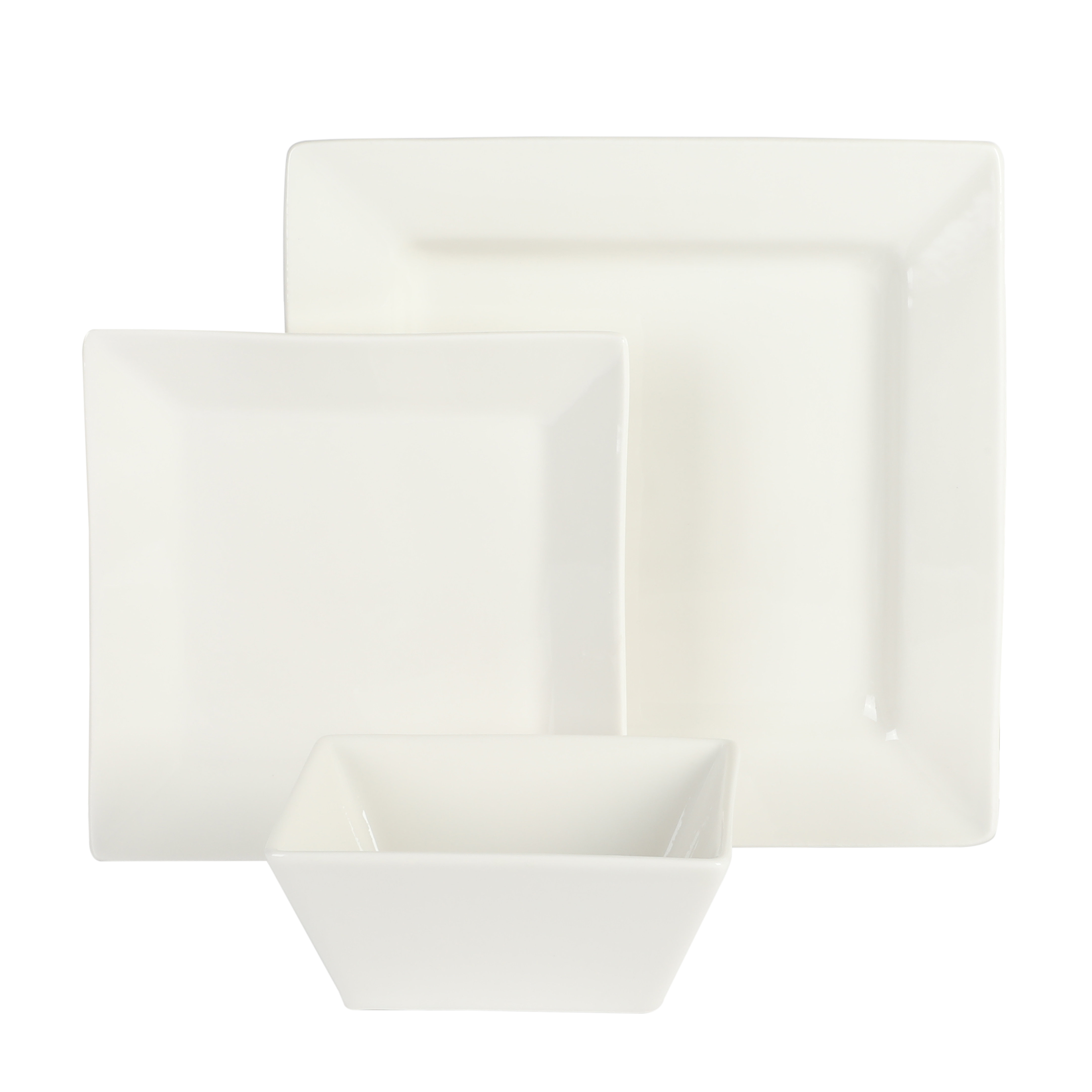 Gibson Home Zen Buffet Hard Square 24 Piece Porcelain Dinnerware Set ...