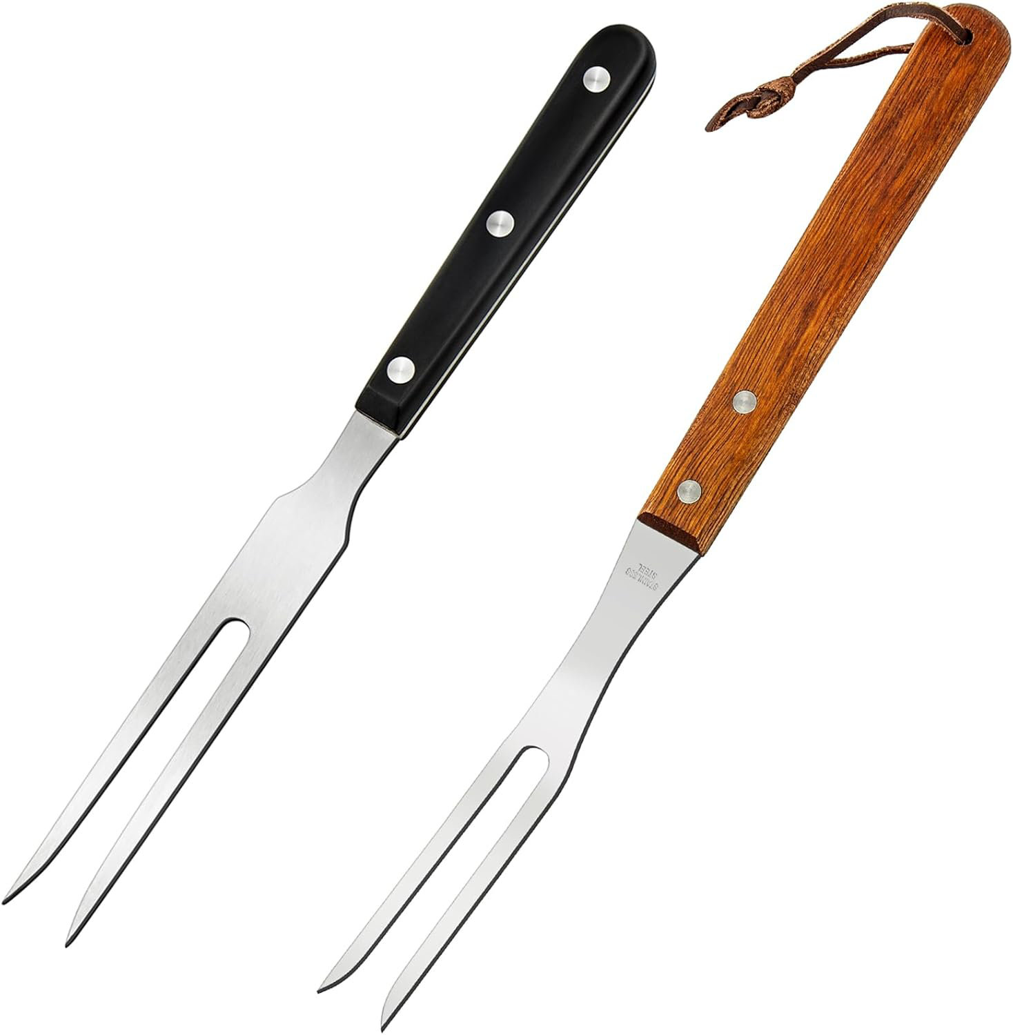 Prep & Savour 2Pcs Meat Forks Stainless Steel Carving Fork with Wooden ...
