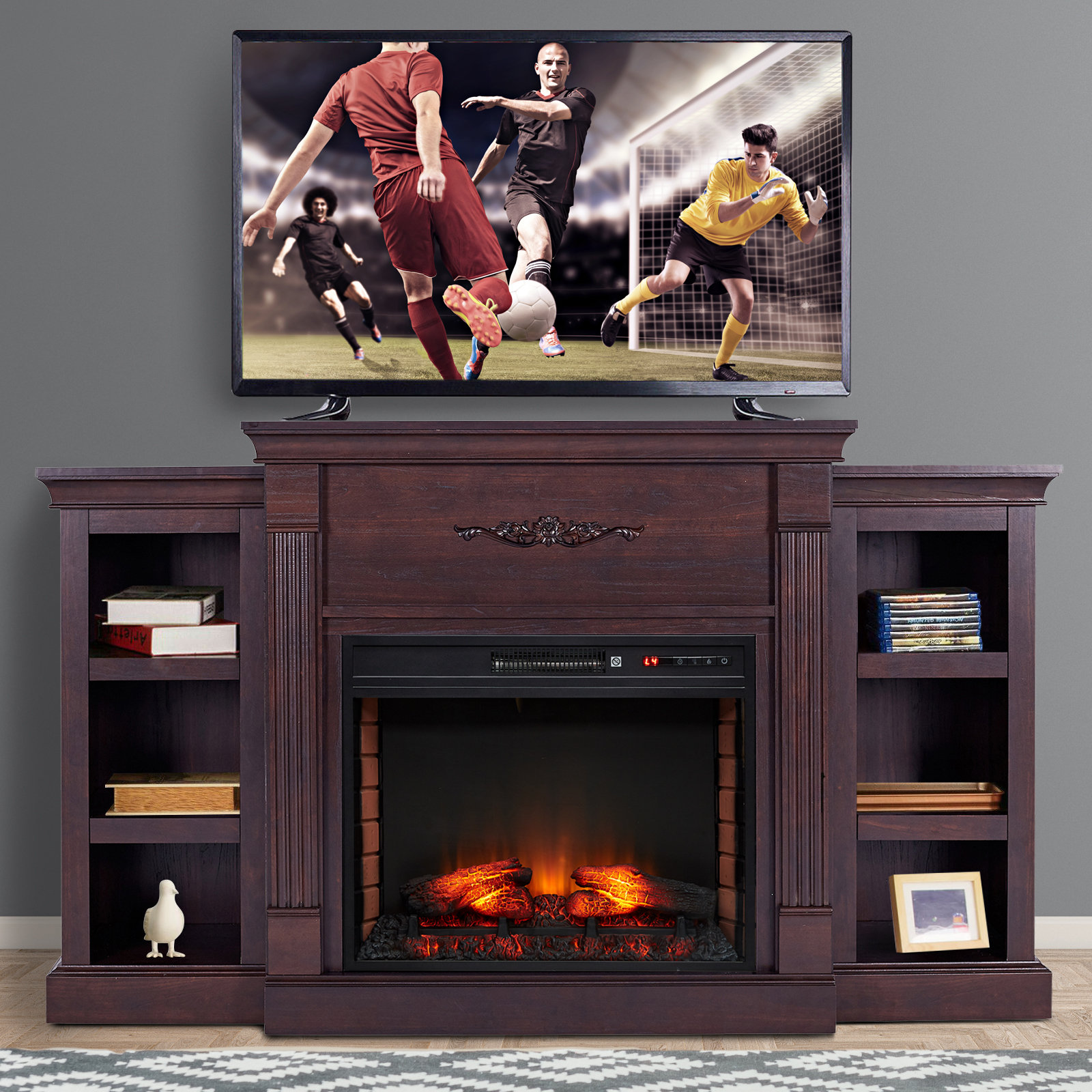 Canora Grey Janay 1400W Artificial Flame Effect Electric Fireplace ...