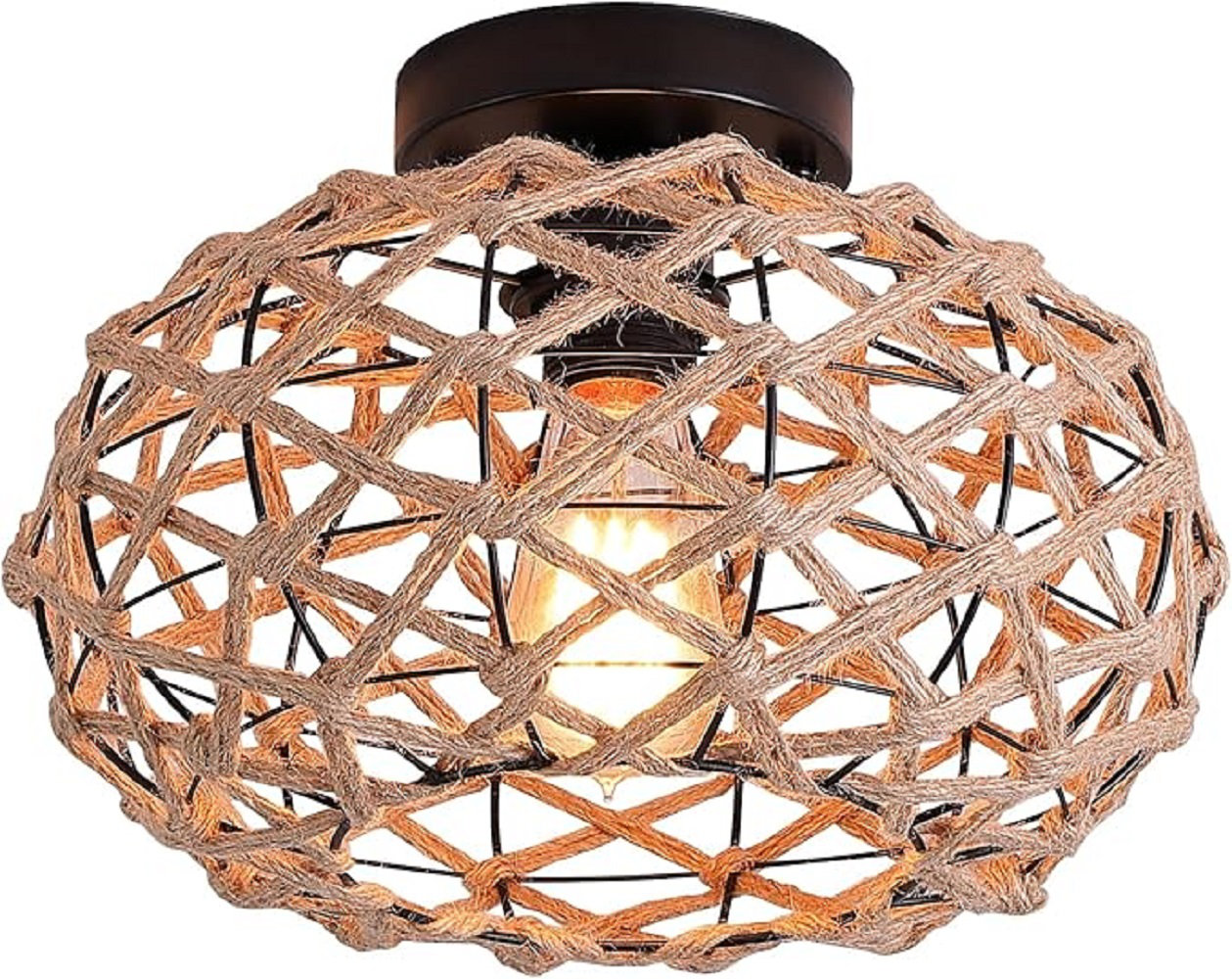 Bay Isle Home™ Coastal Woven Flush Mount Ceiling Light Fixture Boho ...