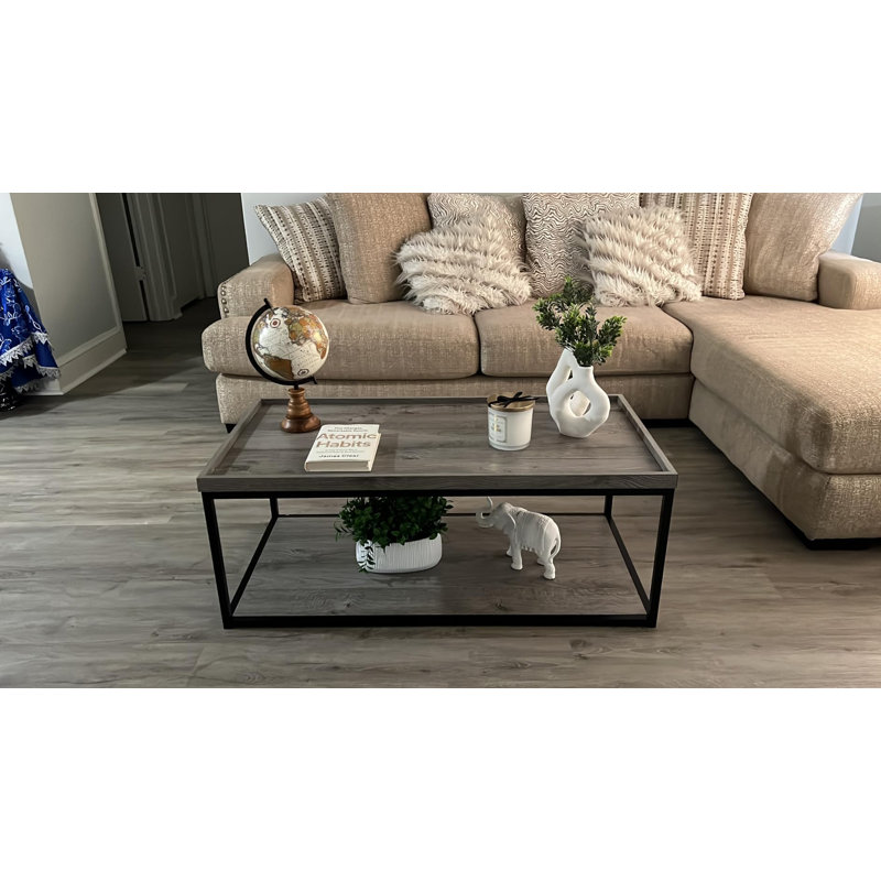 17 Stories 2-Tier Rectangular Tray Top Coffee Table,Recessed Accent ...