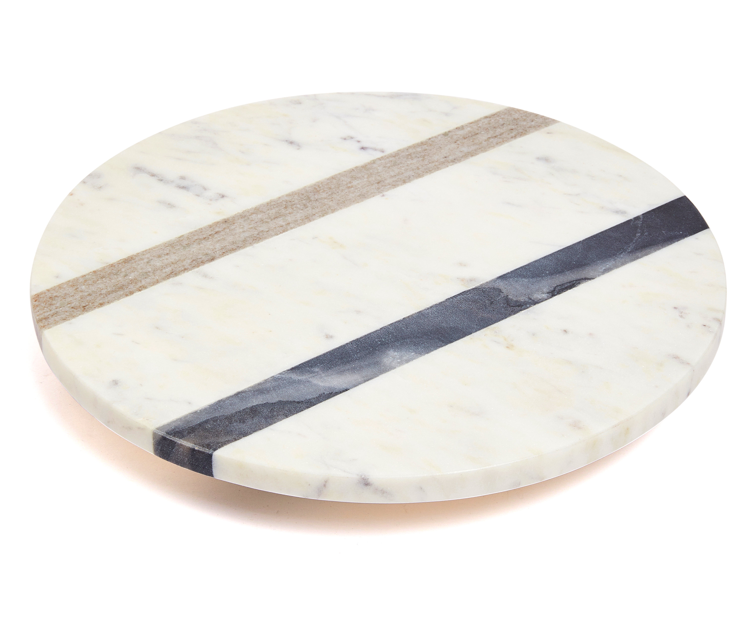 Ivy Bronx Dezarai Ivy Bronx 12 Inch White Striped Marble Lazy Susan ...