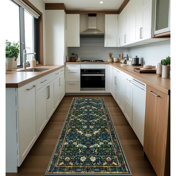 Bungalow Rose Vintage Floral Runner Rug, 2X6 Washable Rug Runners For ...