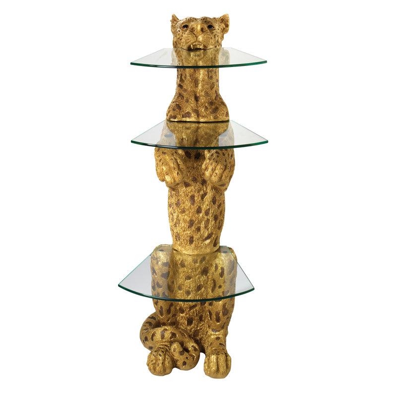 Design Toscano 42" Tall Royal Cheetah Glass End Table & Reviews | Wayfair