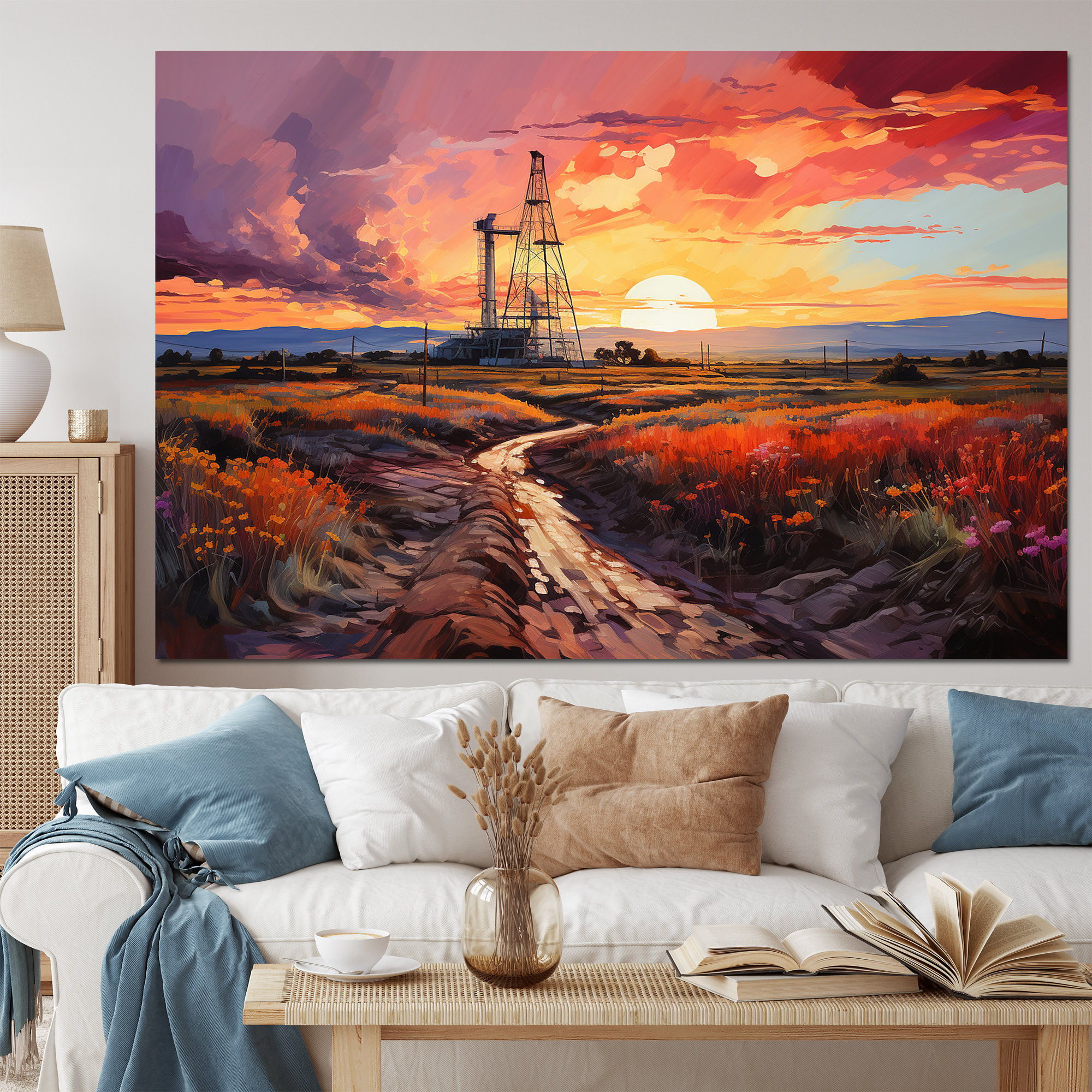 Lark Manor Orange Oil Rigs Rig Resonance II - Oil Rigs / Fields Canvas ...