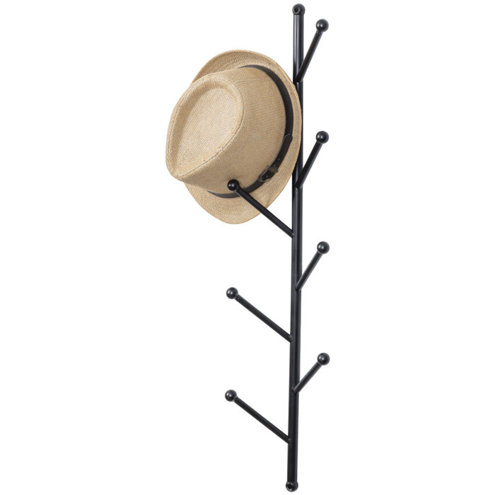 Latitude Run® Metal 8 - Hook Wall Mounted Coat Hat Rack in Black ...