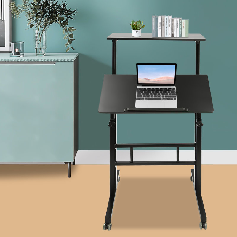 Inbox Zero 23.62'' W Adjustable Standing Desk with Wheels Home Office ...