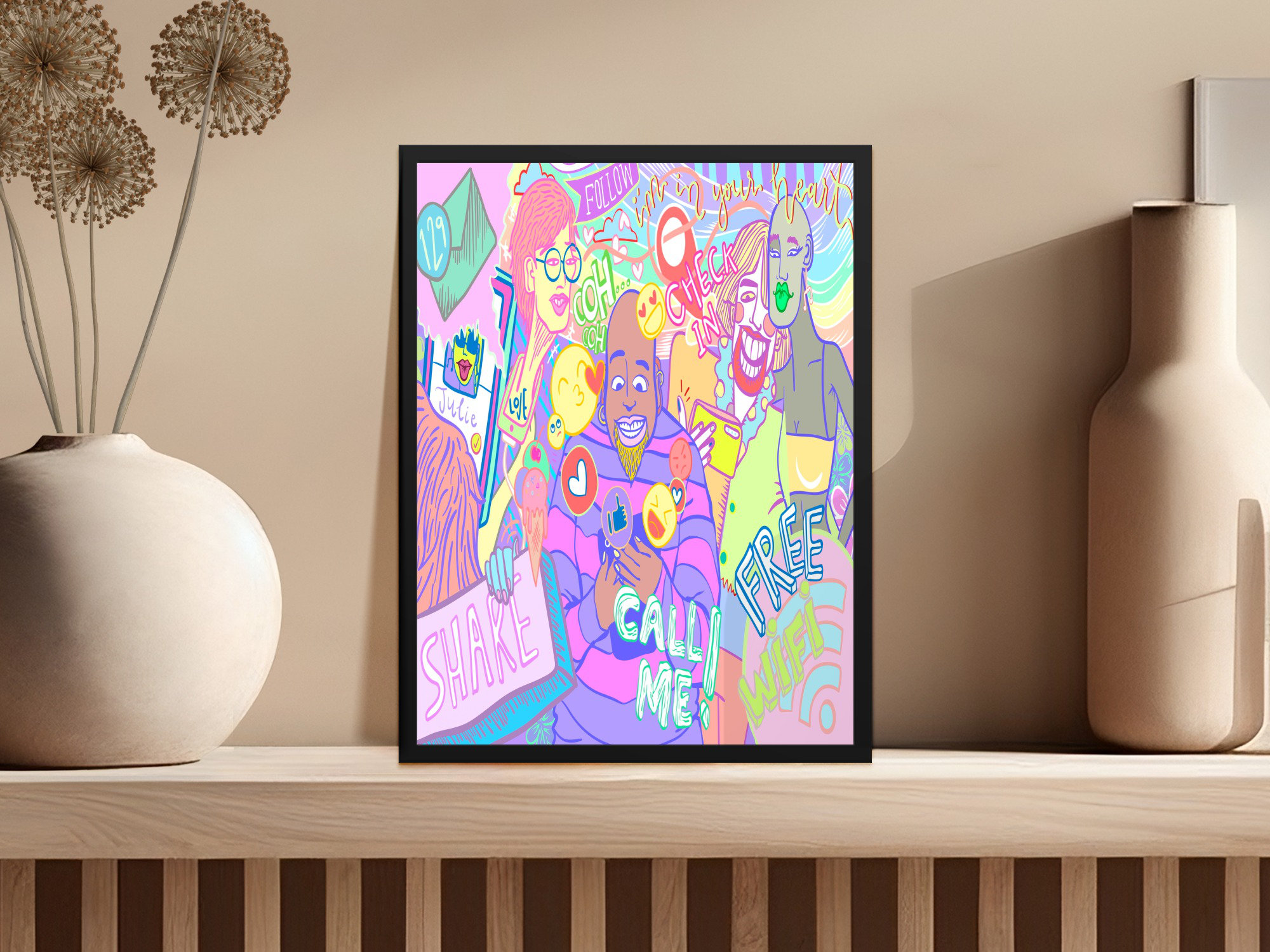 Brayden Studio Embrace Social Connection Vibrant Art Framed Poster ...