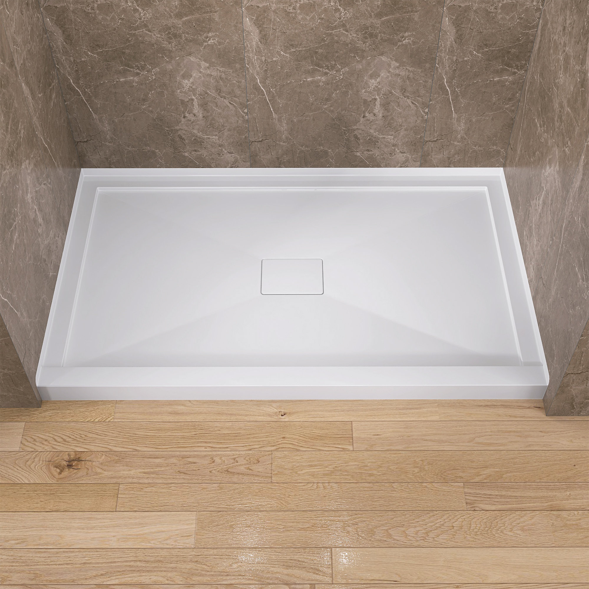 Ogonbrick 60 X 36 In. Single Threshold Acrylic Shower Base With Center ...