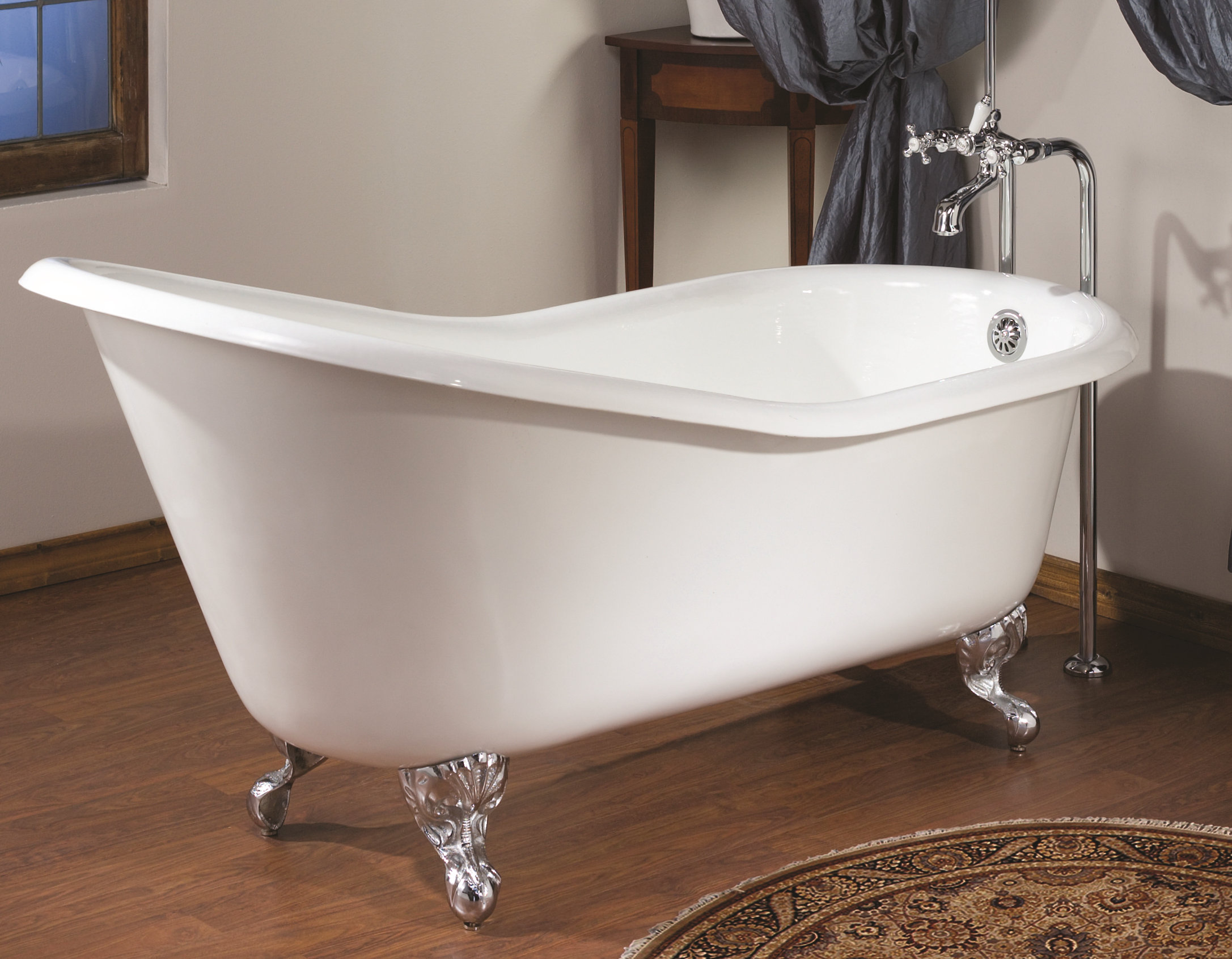 Rosdorf Park Javione 54'' x 30'' Freestanding Soaking Cast Iron Bathtub ...