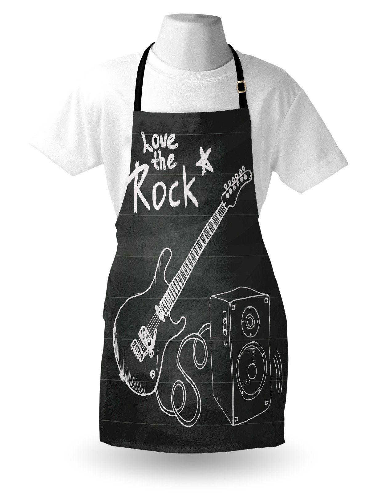 East Urban Home Guitar Apron Unisex, Love Rock Music Sketch, Adult Size ...