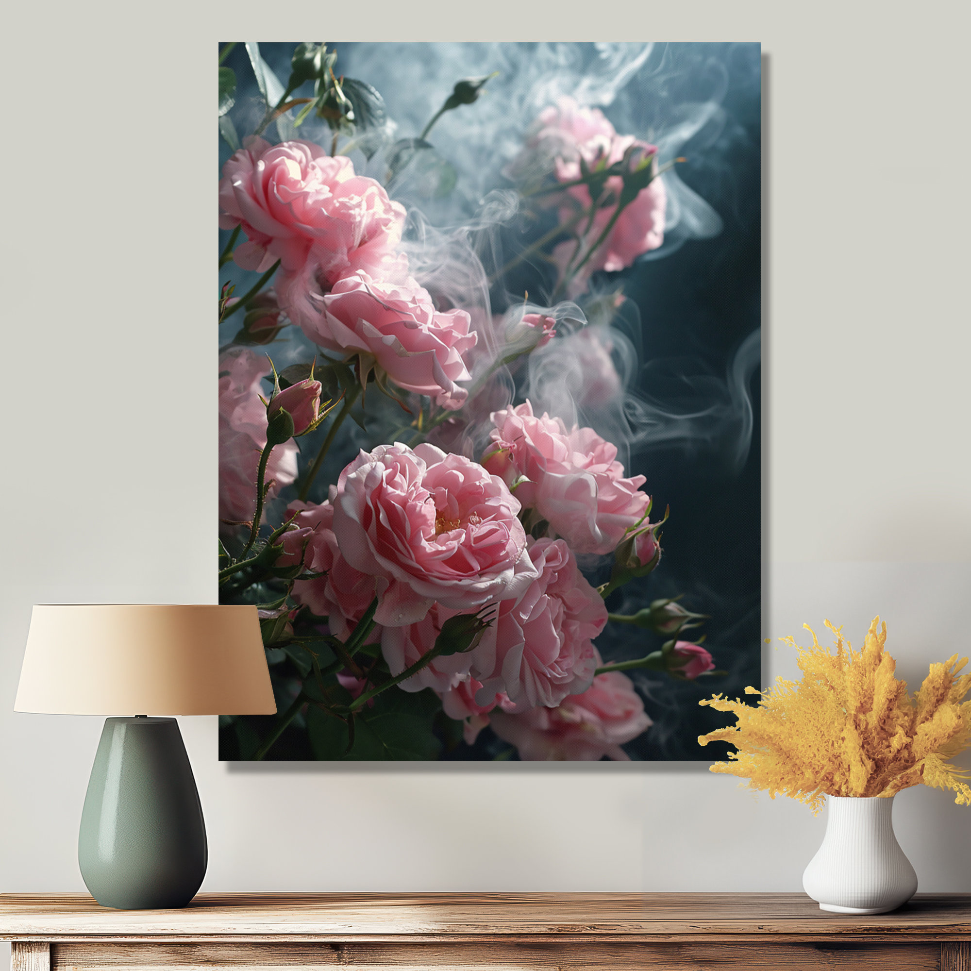 Winston Porter Pink Roste Mystical Misty Forest - Roses Wall Art | Wayfair