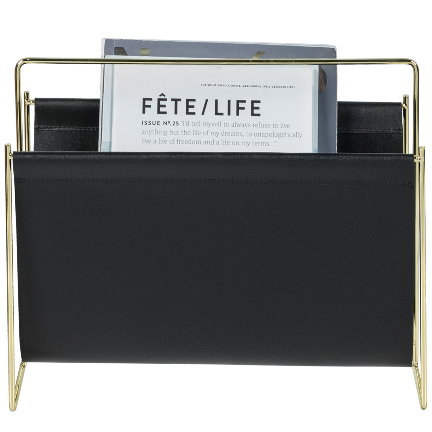 Mercer41 Floor Faux Leather Magazine Rack | Wayfair