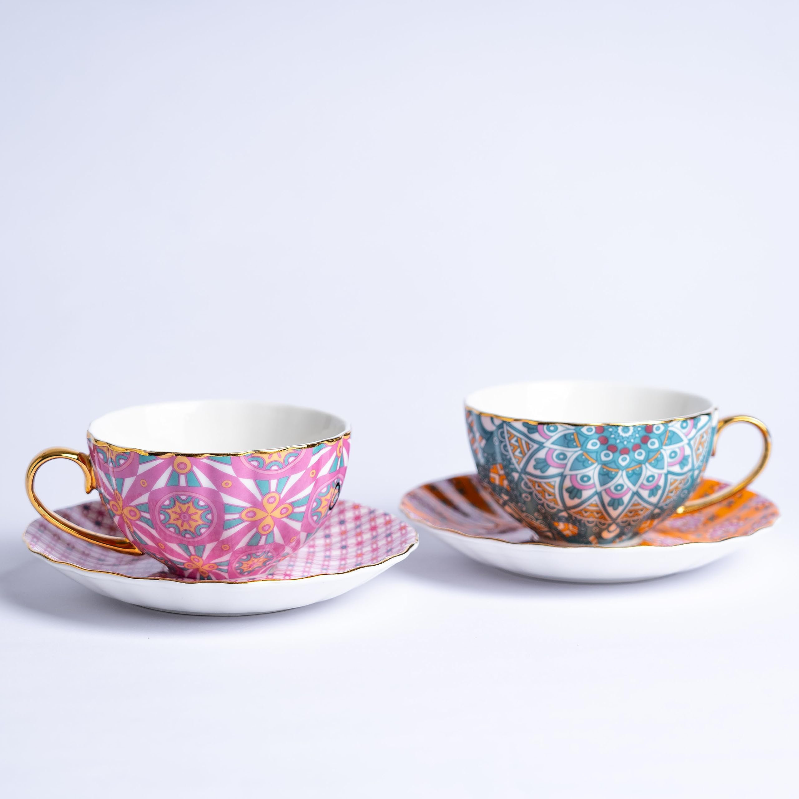 shuoli Tea Cup Set Of 2, 6 Oz Bohemia Style Porcelain Tea Cup And ...