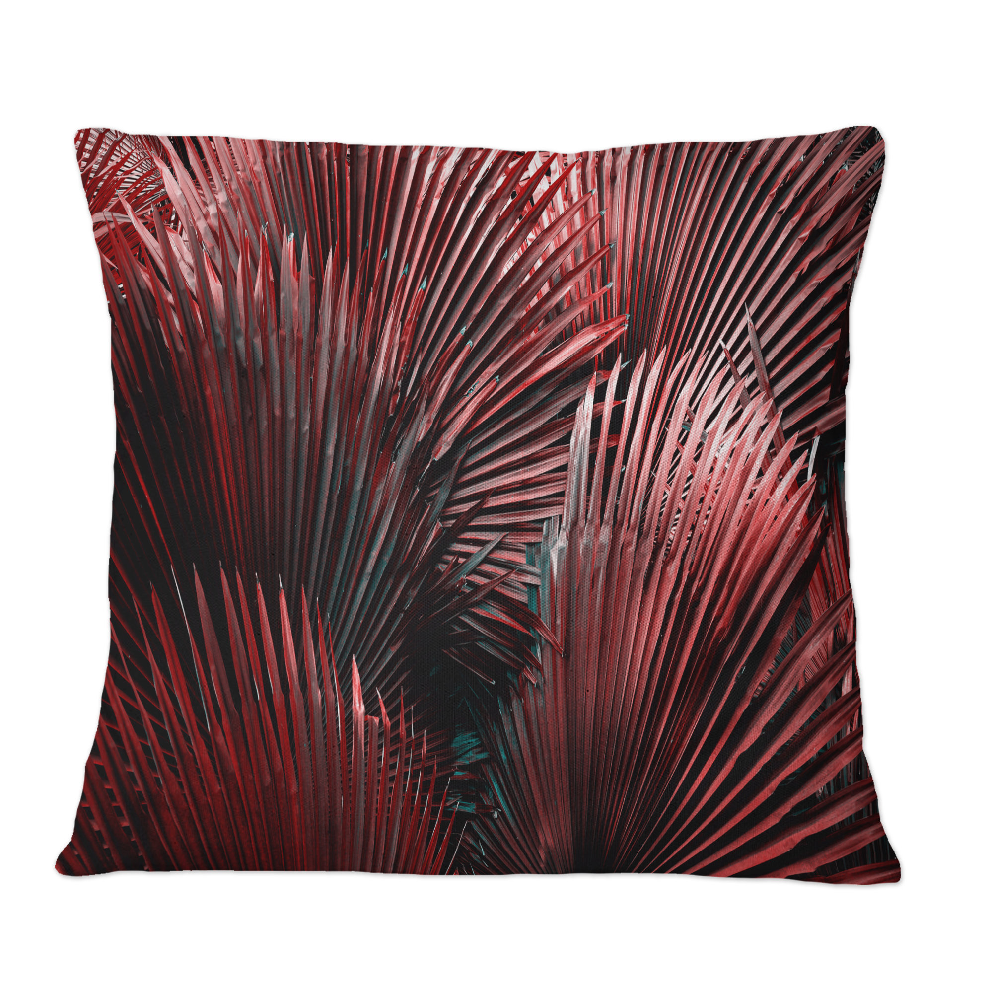 Design Art Warn Red Tropical Leaves - Modern Printed Throw Pillow | Wayfair