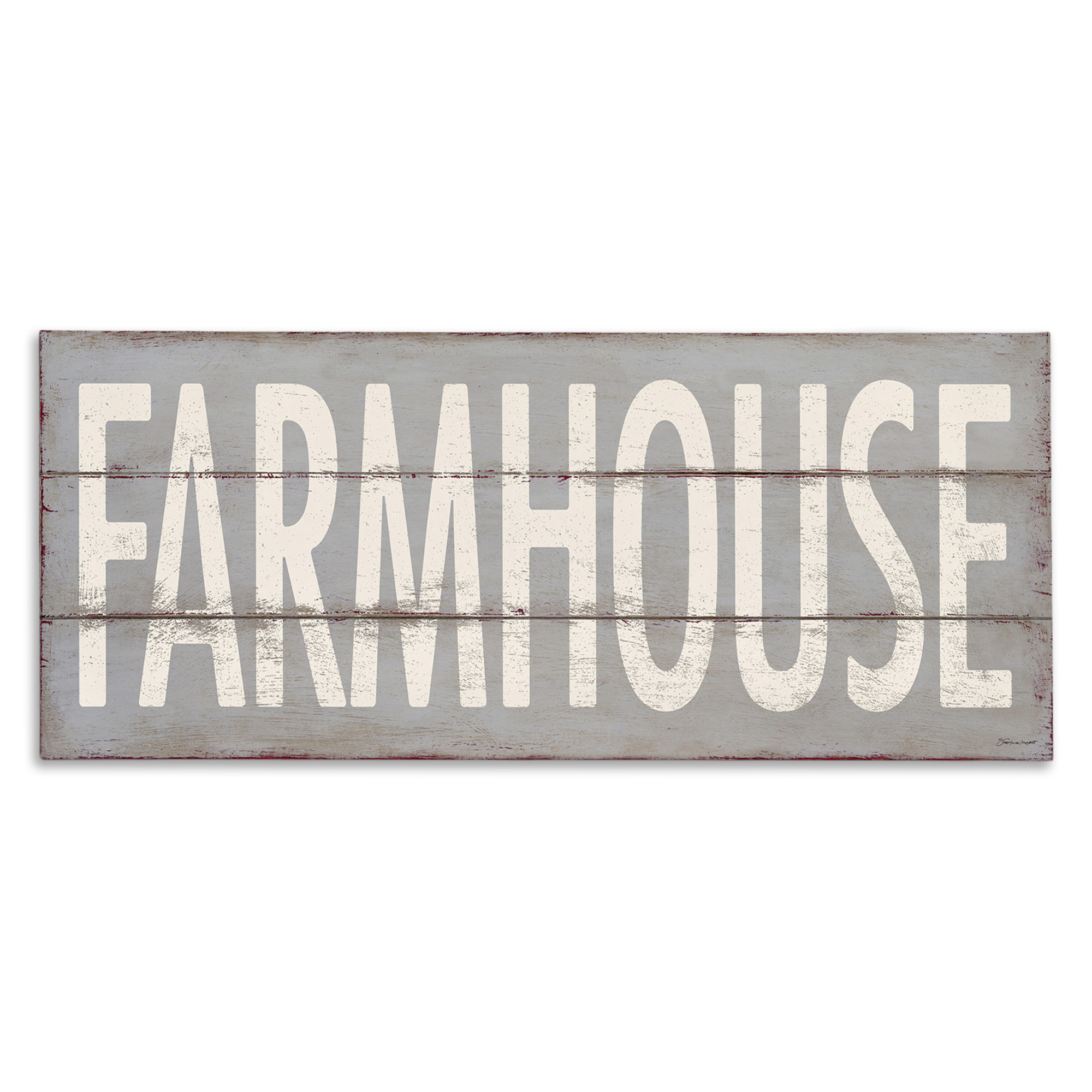 Gracie Oaks 'Farmhouse Rustic Wood Textured Word Design' Graphic Art on ...