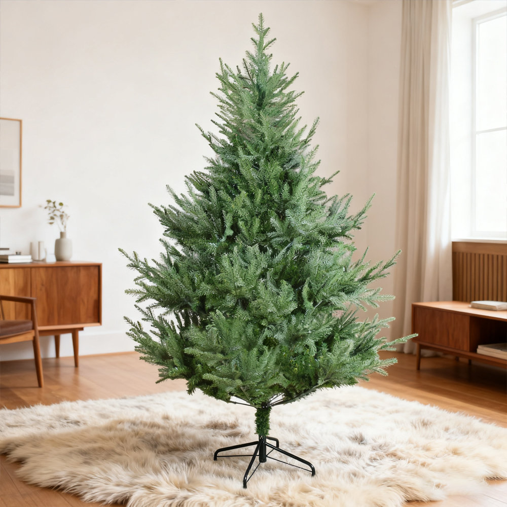The Holiday Aisle® 7FT Curved Christmas Tree, 1144 Branch Tips ...