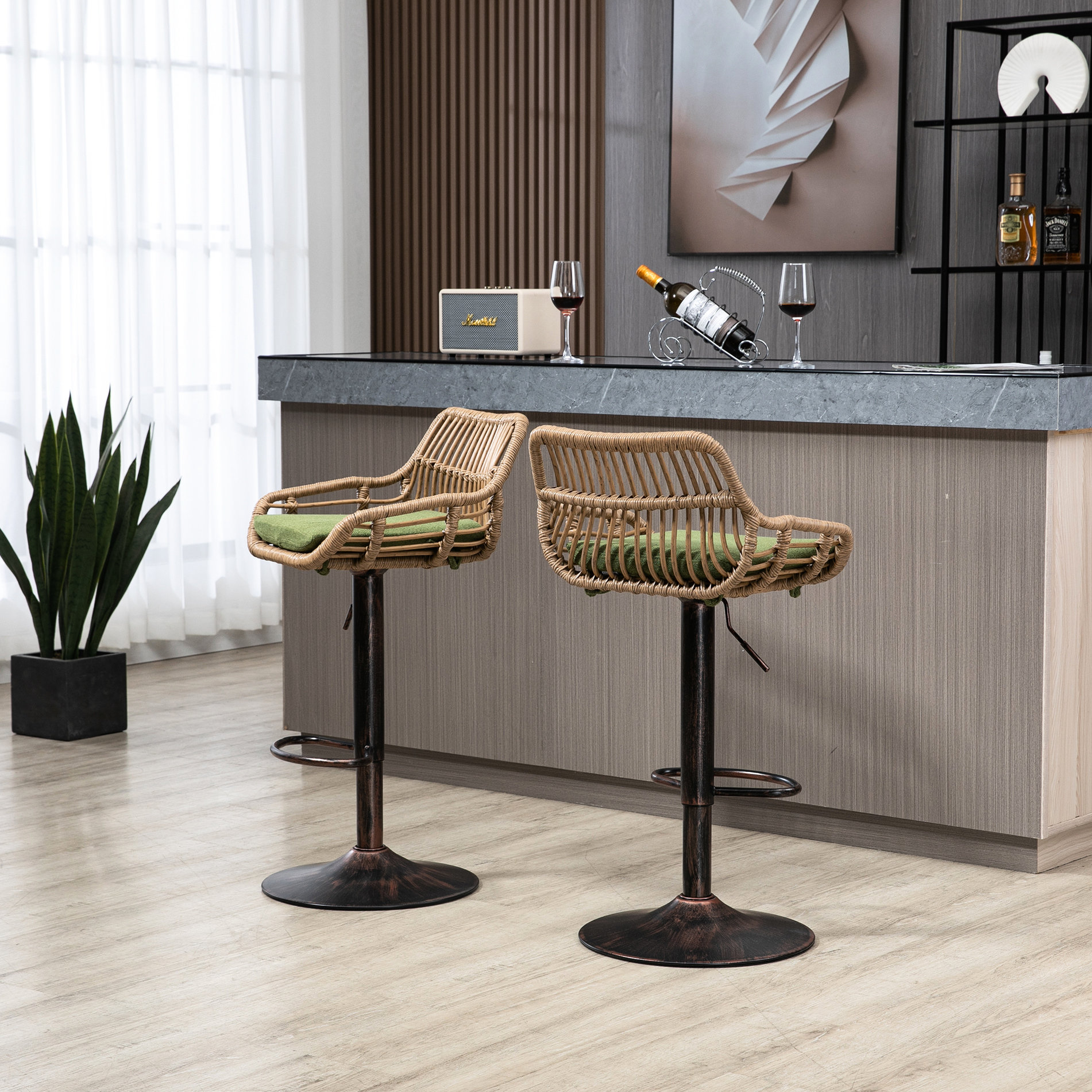 Latitude Run® Swivel Bar Stools 2 - Adjustable Counter Height With ...