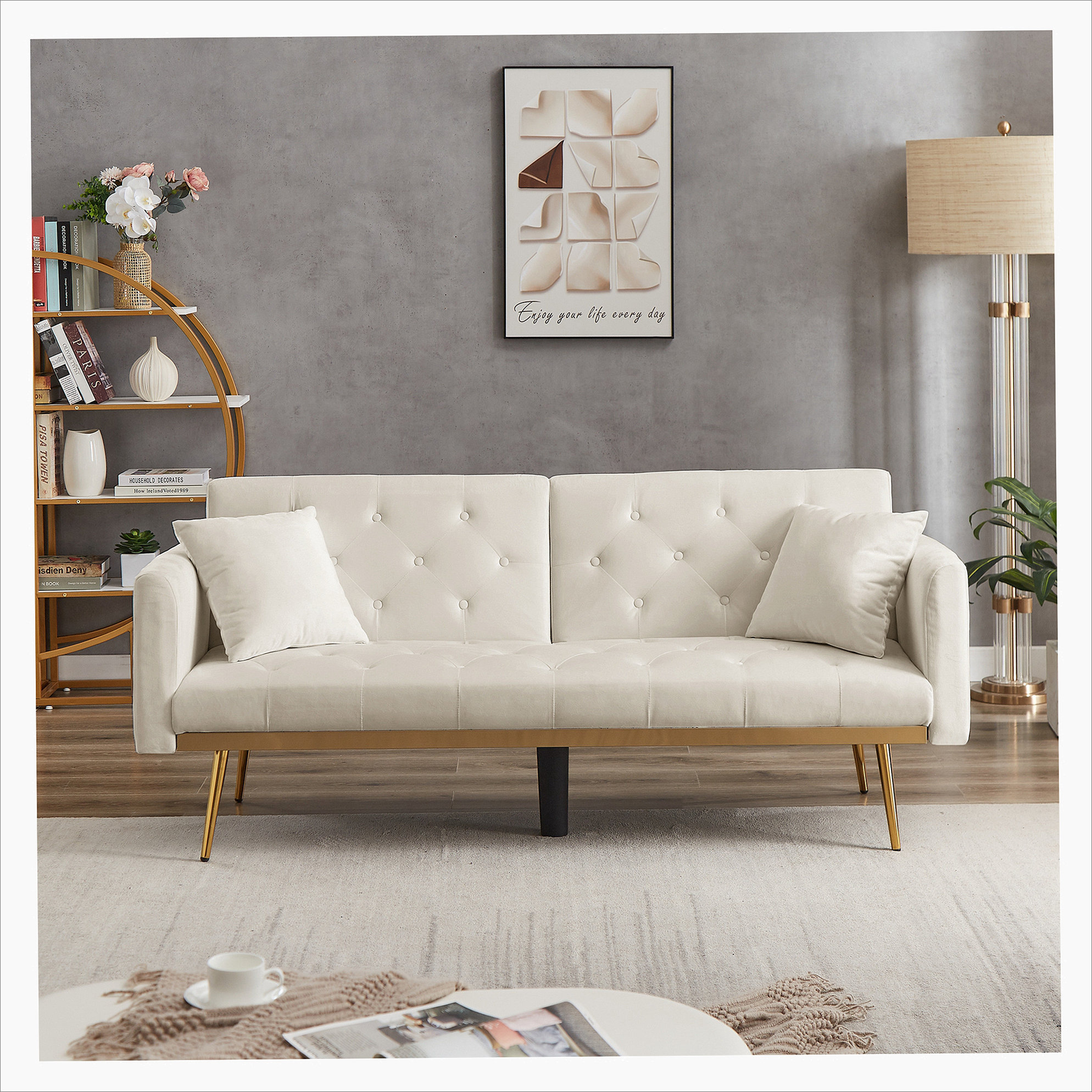 Mercer41 Convertible Futon Sofa Bed, Reclining Futon Loveseat Couch ...