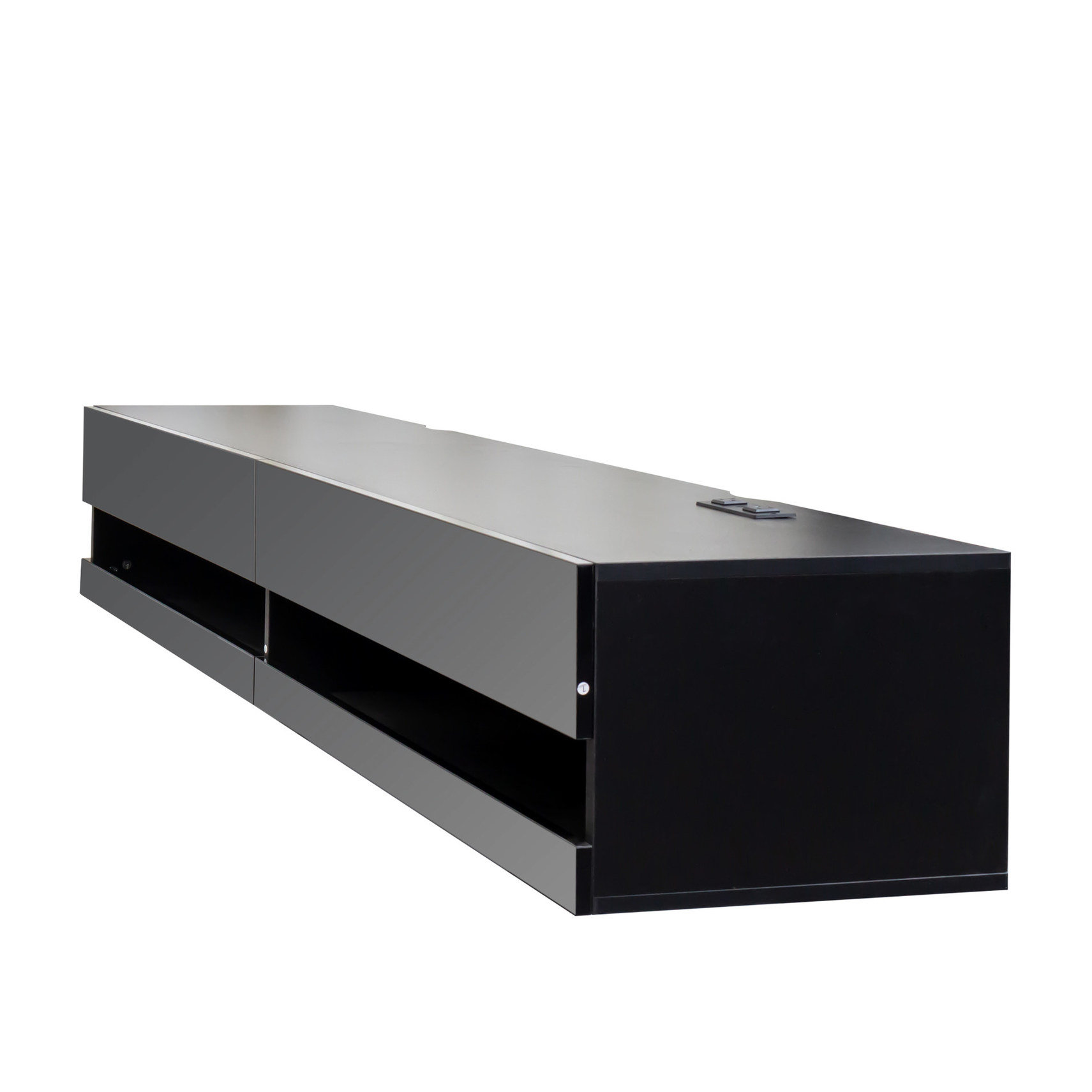 Wrought Studio™ 80" Floating Media Stand With & Organized Storage Plan ...