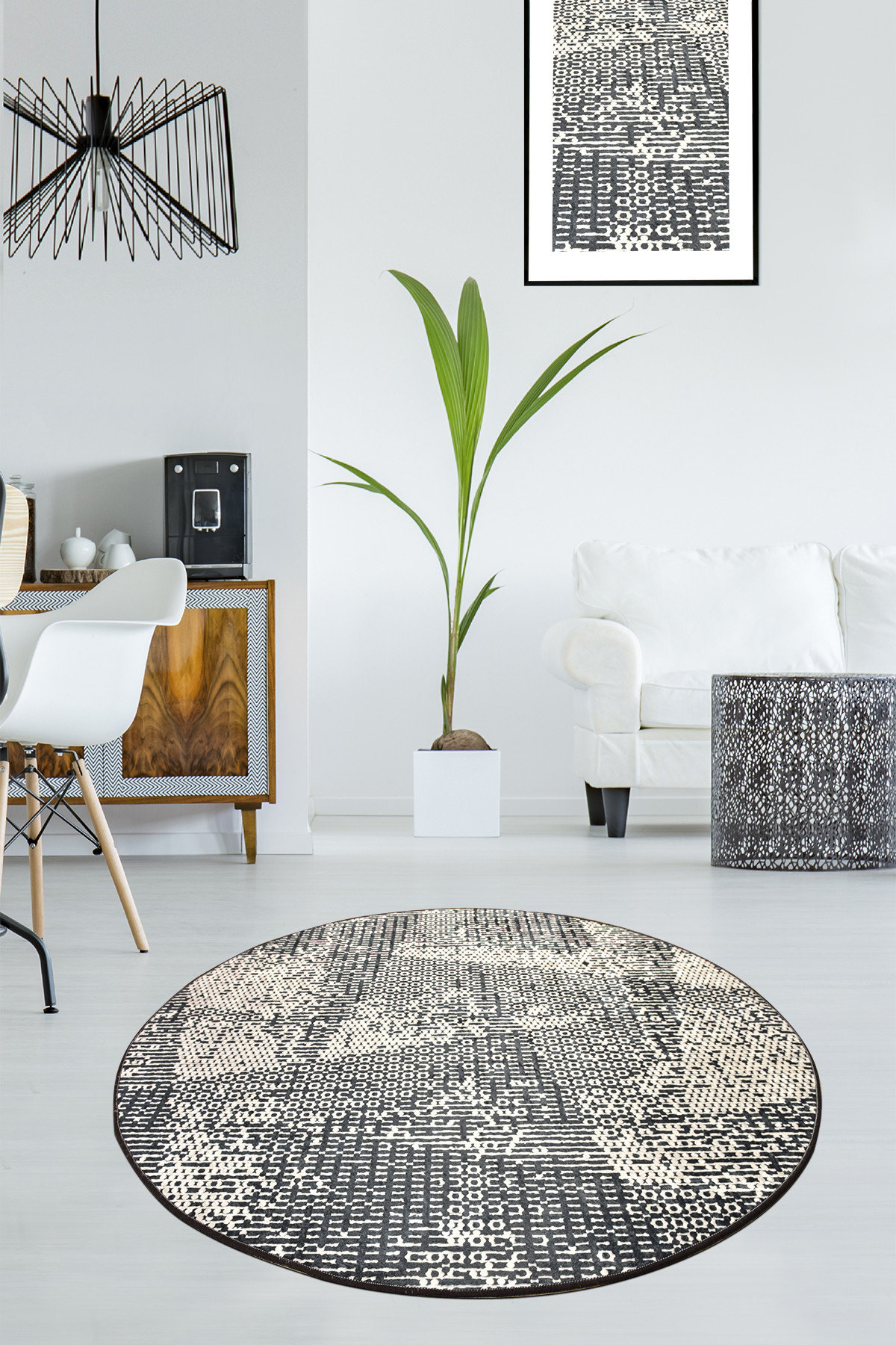 East Urban Home Round Rizwan Abstract Machine Made Flatweave Polyester ...