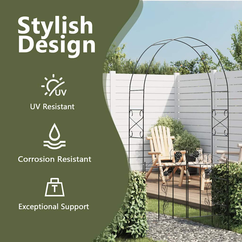 Red Barrel Studio® Martyn vidaXL Garden Arch with Decorative Doors ...