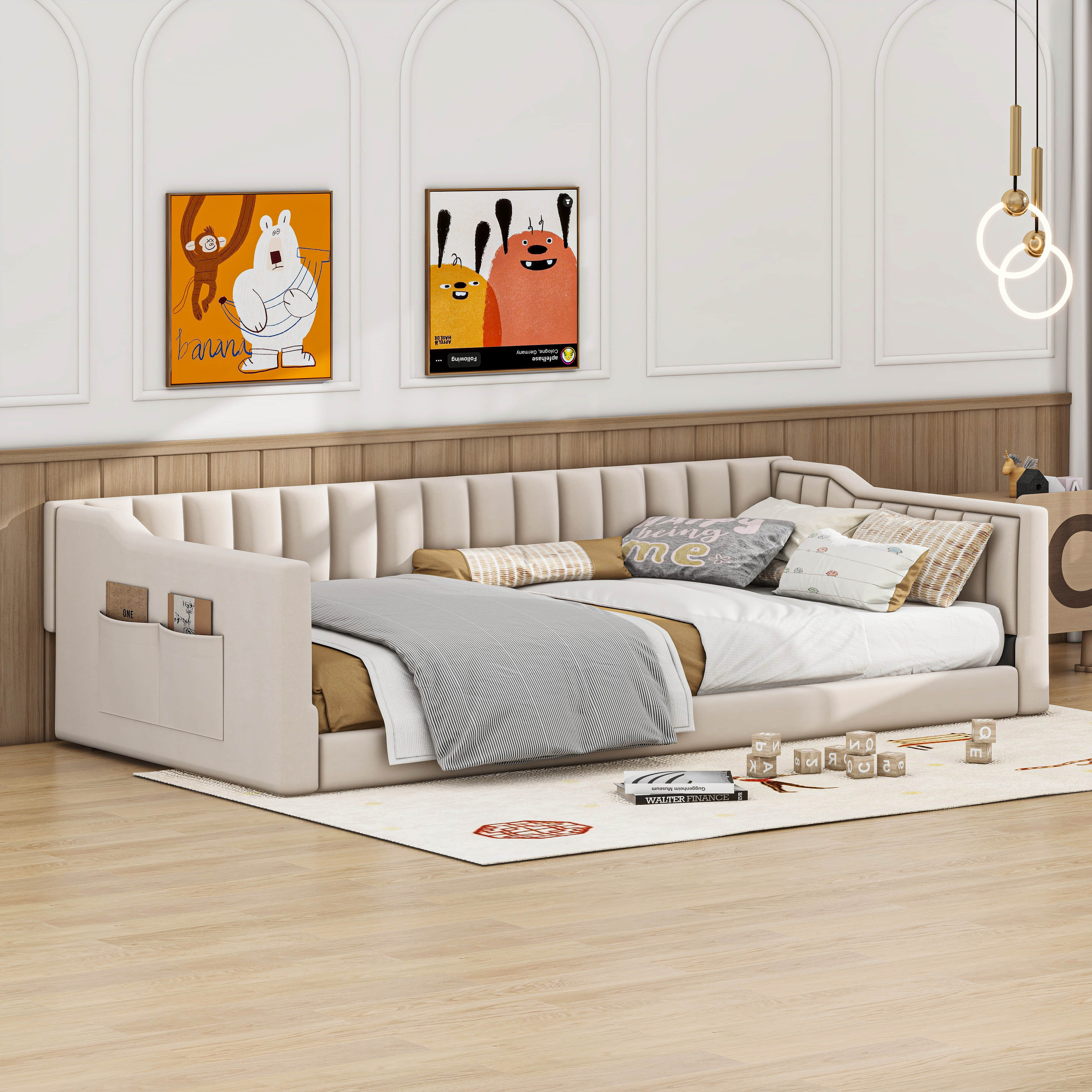 Cosmic Full XL Size Upholstery Daybed With Side Storage Pockets And ...