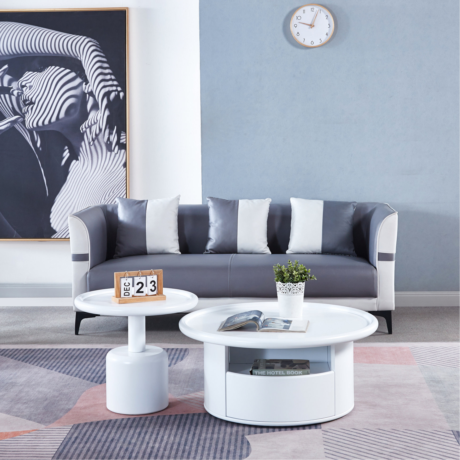 Latitude Run® White Coffee Table Of 2, For Living Room & Bedroom, And ...