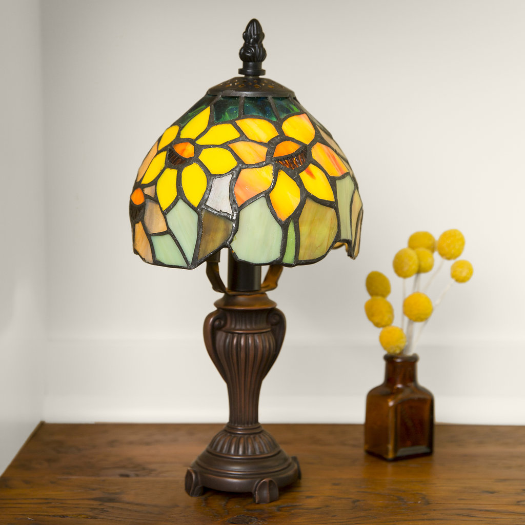 Fleur De Lis Living Crary 12"H Yellow Sunflower-Stained Glass Accent ...